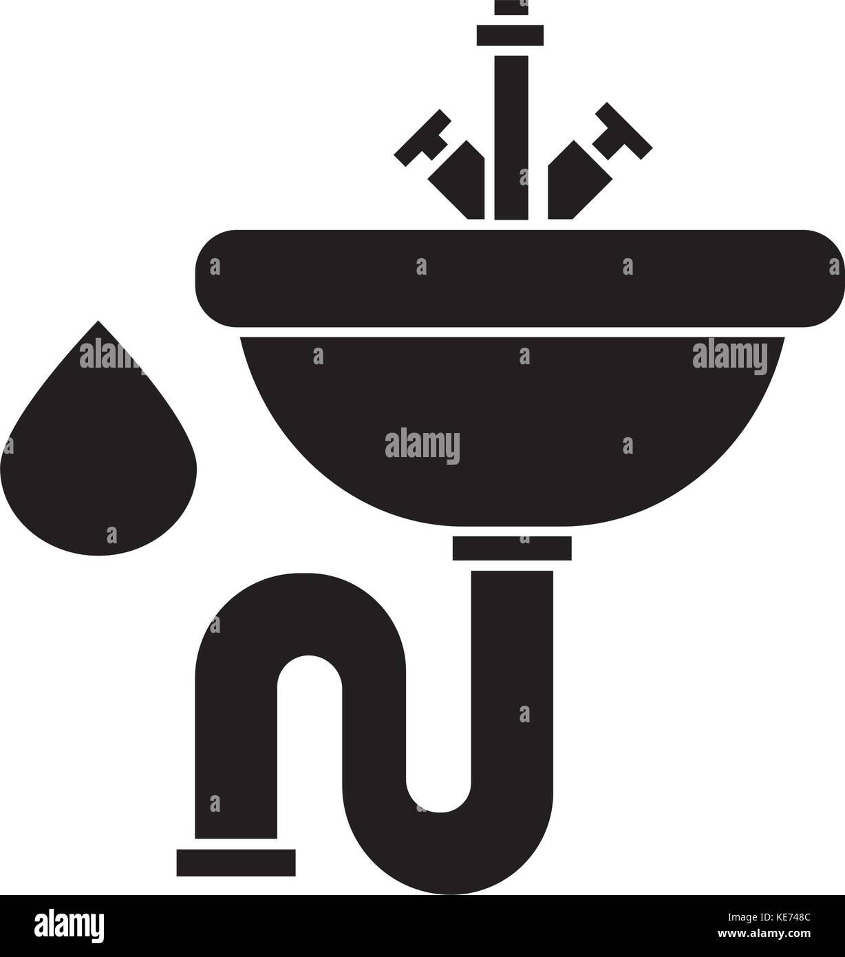 sink icon, vector illustration, black sign on isolated background Stock ...