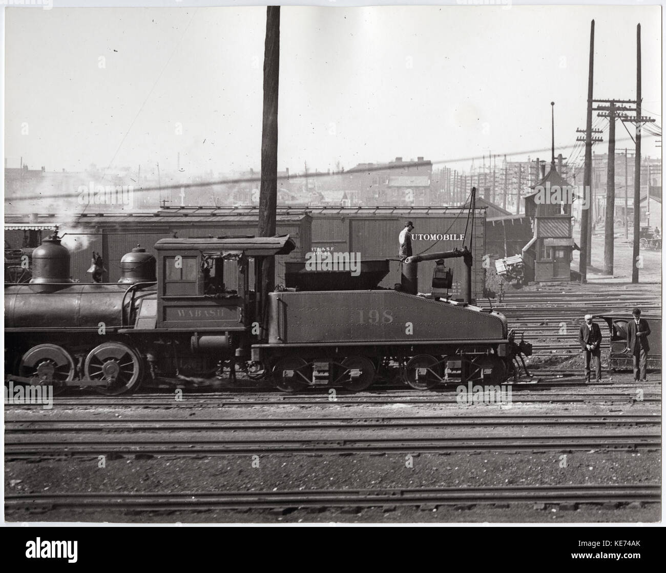Steam engine and railroad cars at an unidentified railroad yard Stock ...