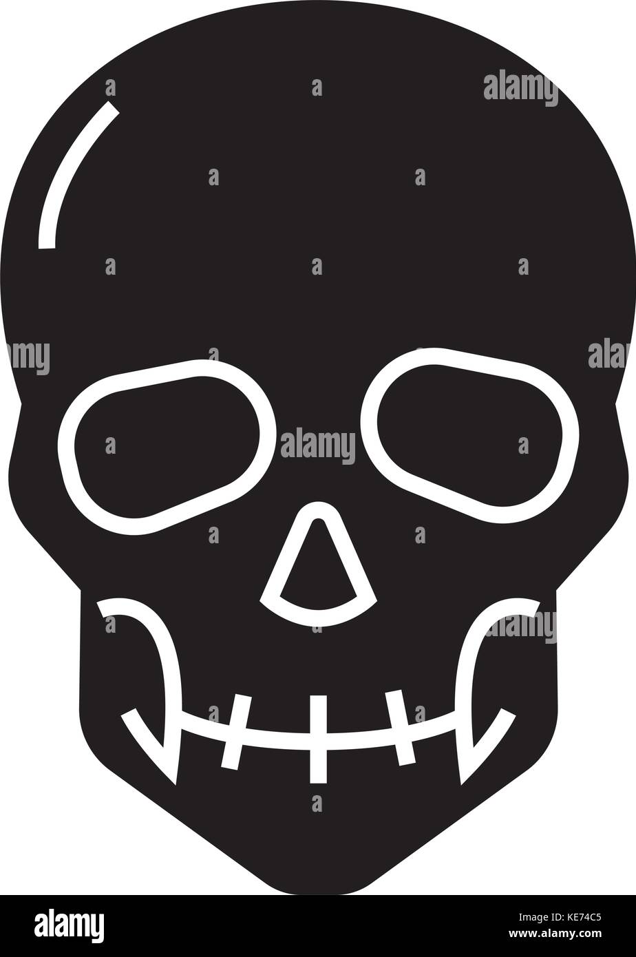 skull icon, vector illustration, black sign on isolated background ...
