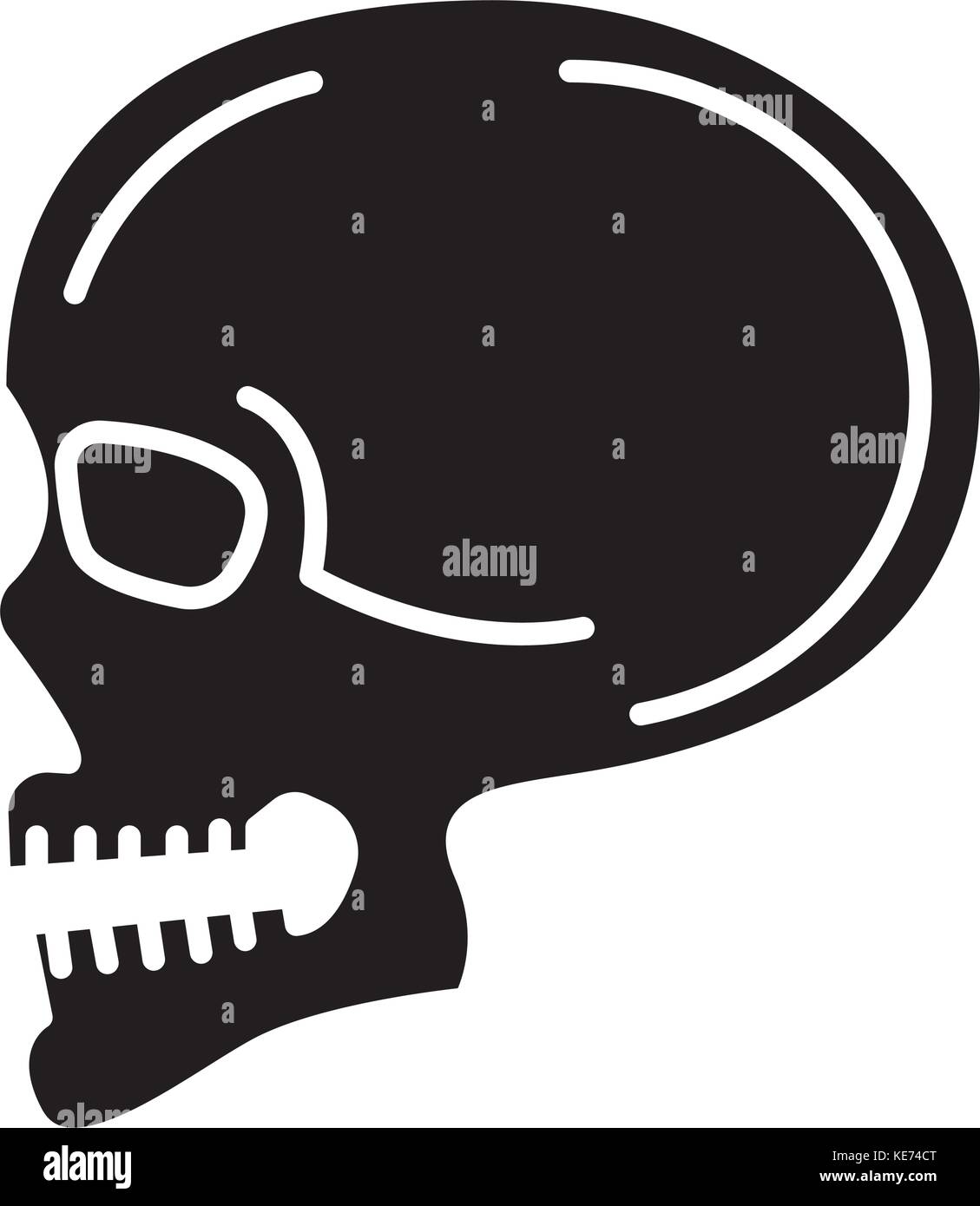 skull front view icon, vector illustration, black sign on isolated ...