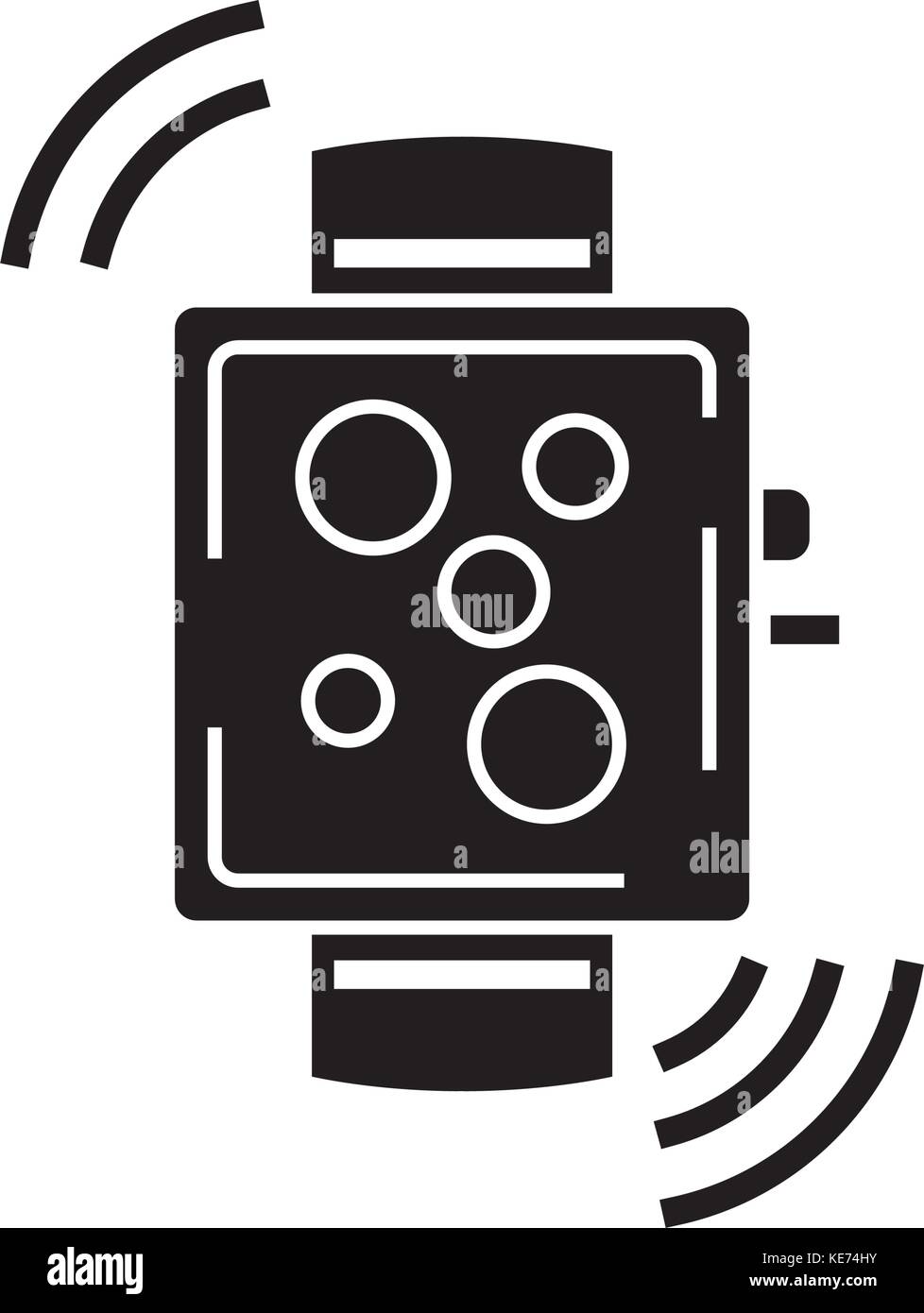 smart watch wireless icon, vector illustration, black sign on isolated ...