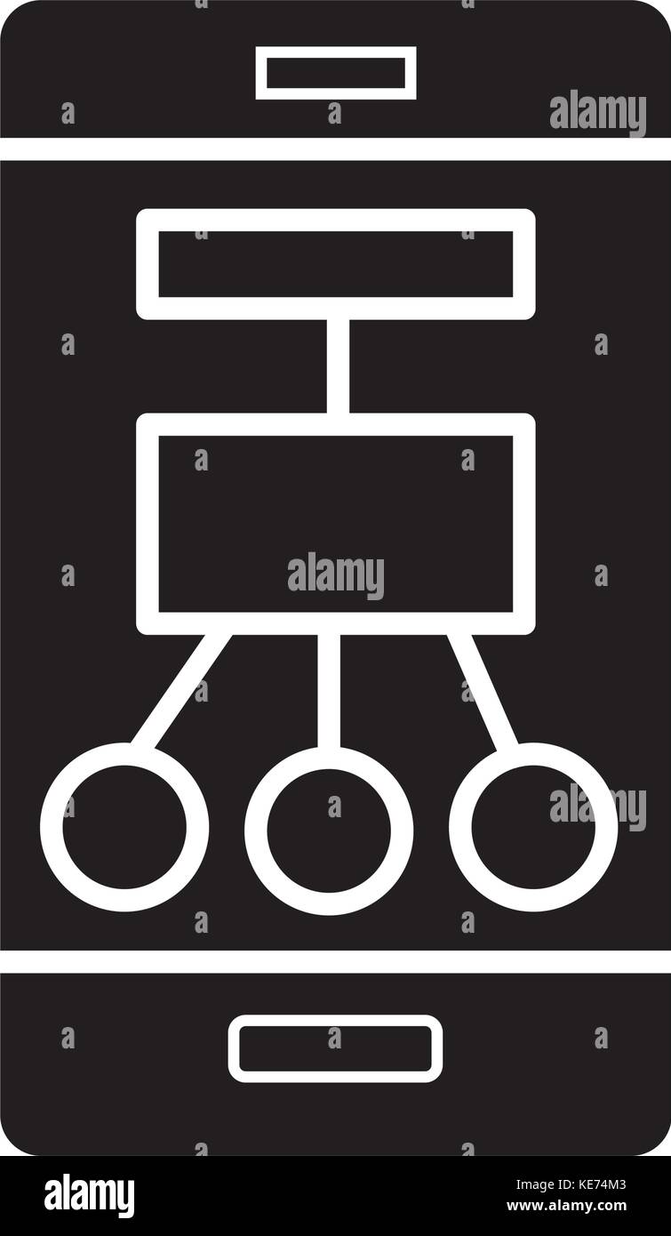 smartphone scheme structure icon, vector illustration, black sign on ...