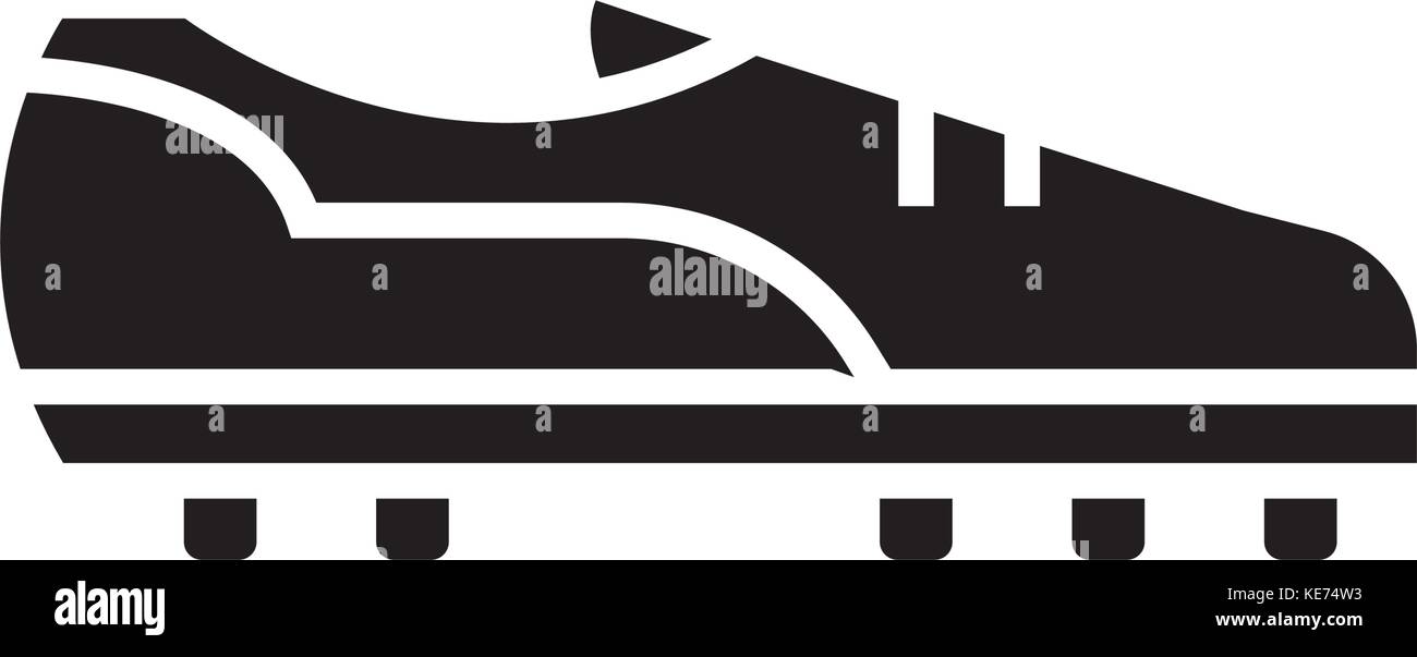 soccer boot icon, vector illustration, black sign on isolated ...