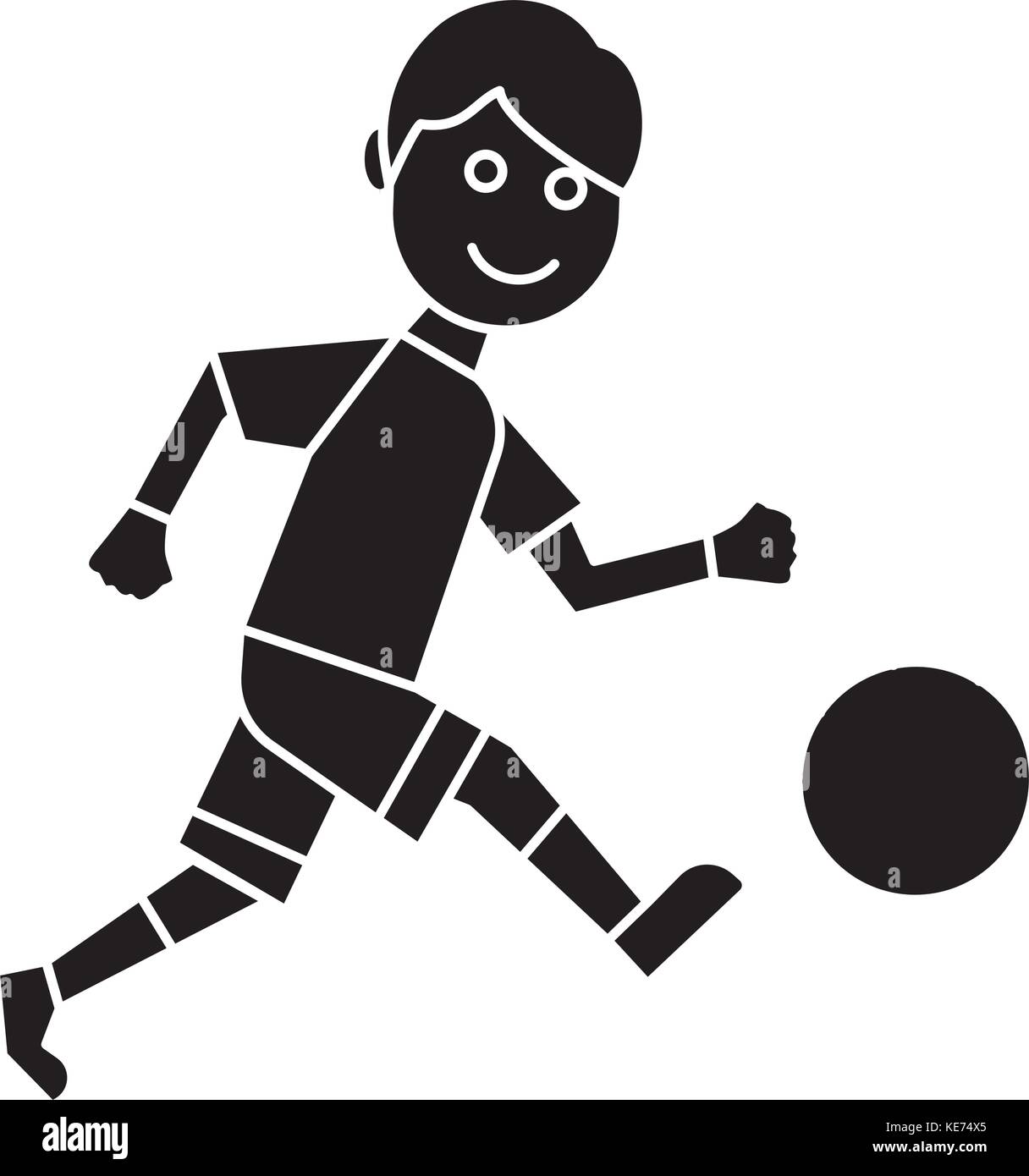 soccer player icon, vector illustration, black sign on isolated ...