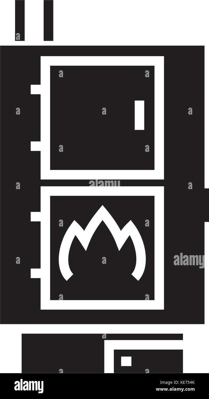 solid fuel boiler - pellet stove icon, vector illustration, black sign ...