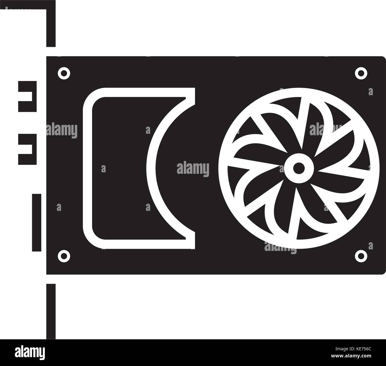 sound card - video card icon, vector illustration, black sign on ...