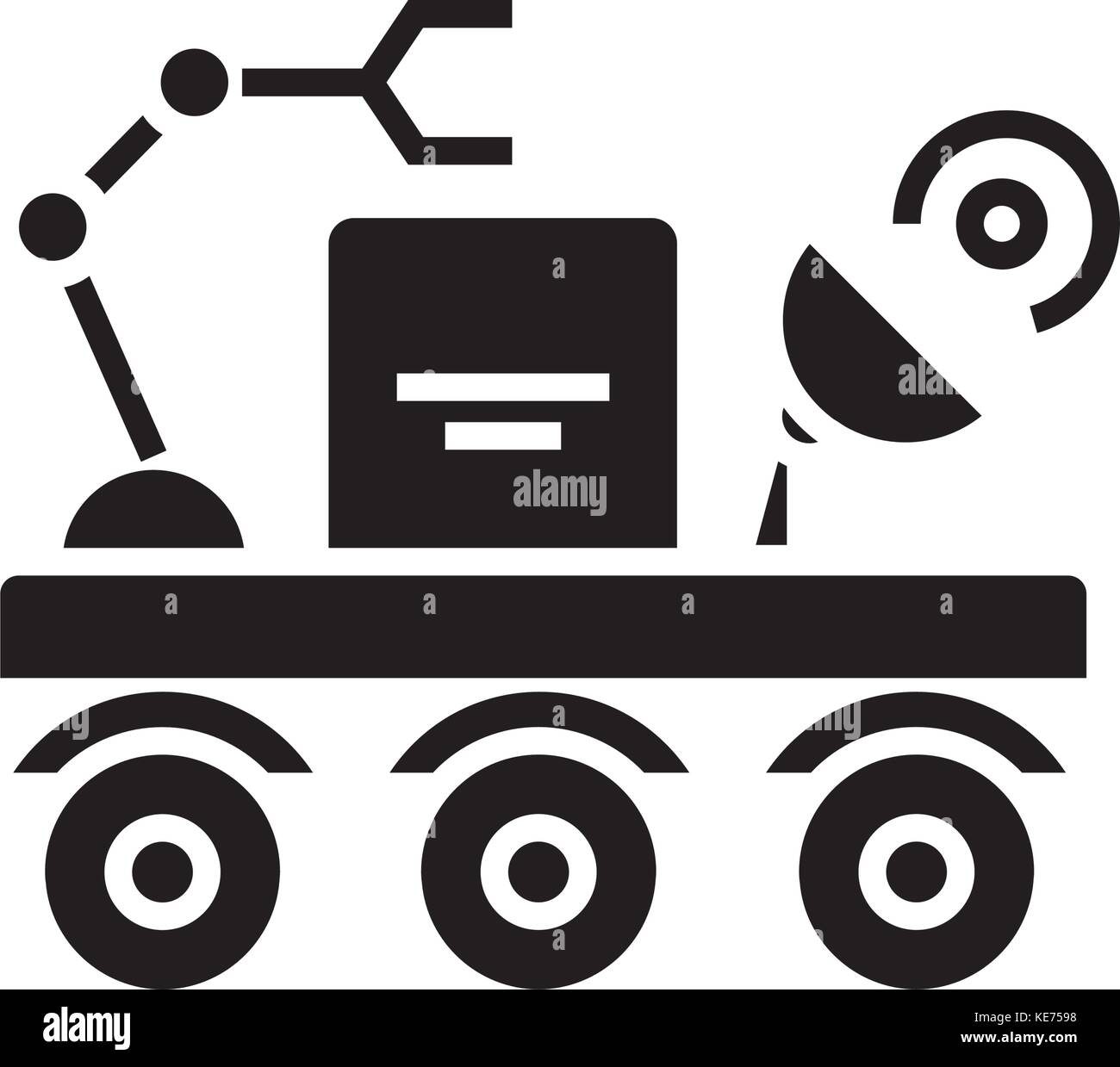 space vehicle icon, vector illustration, black sign on isolated ...