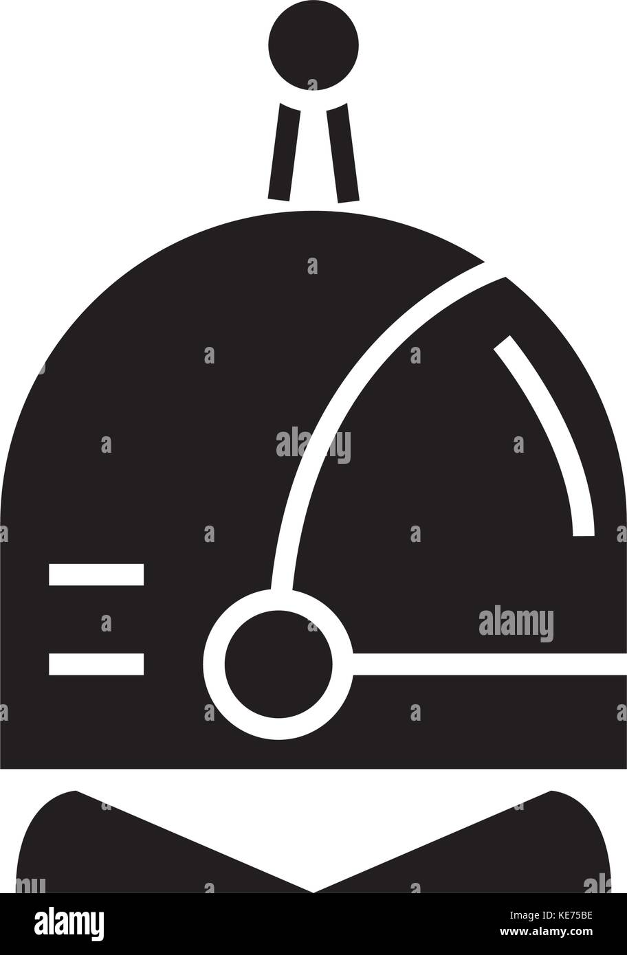 spaceman head icon, vector illustration, black sign on isolated ...