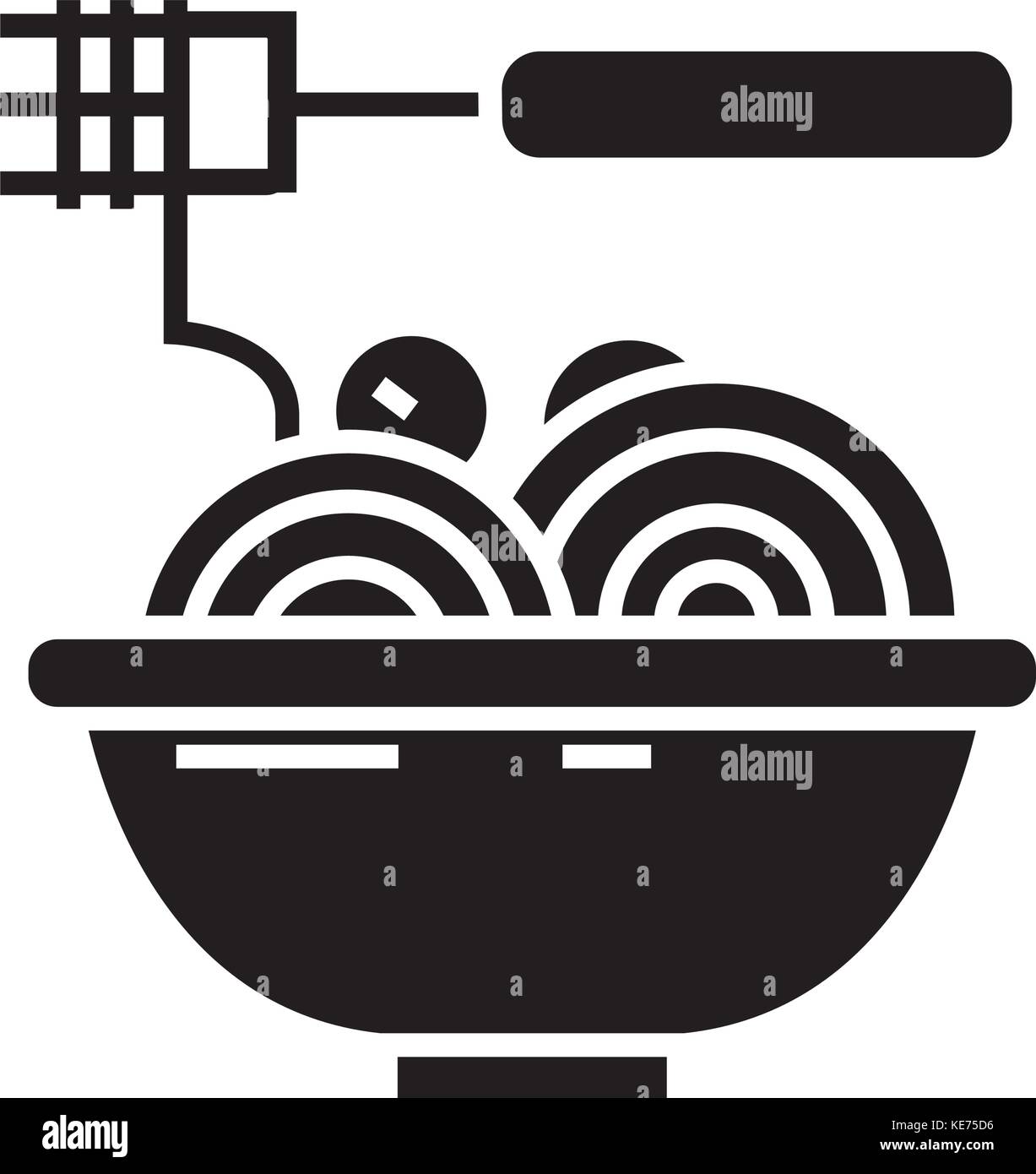 spaghetti bolognese with meatballs icon, vector illustration, black ...