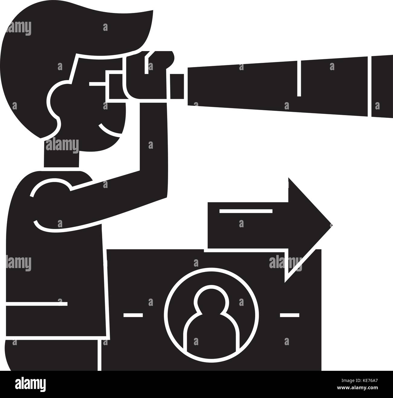 strategic vision planning, man with spyglass icon, vector illustration ...