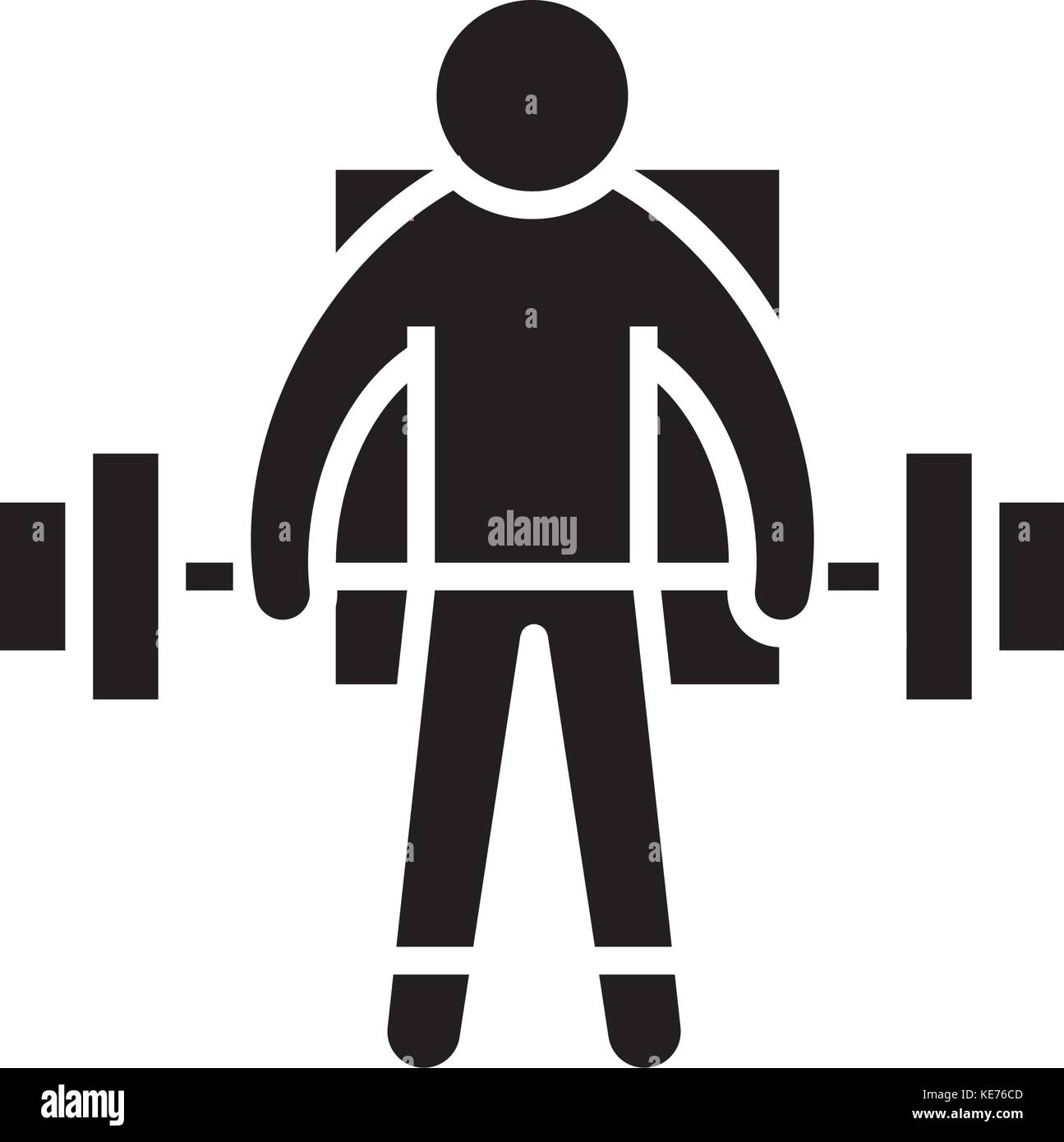 strong athlete - lifting weights icon, vector illustration, black sign ...