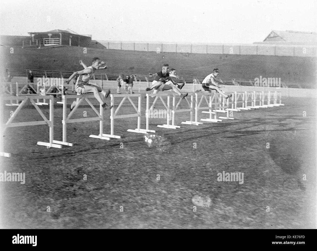 Jumping hurdles track Black and White Stock Photos & Images - Alamy