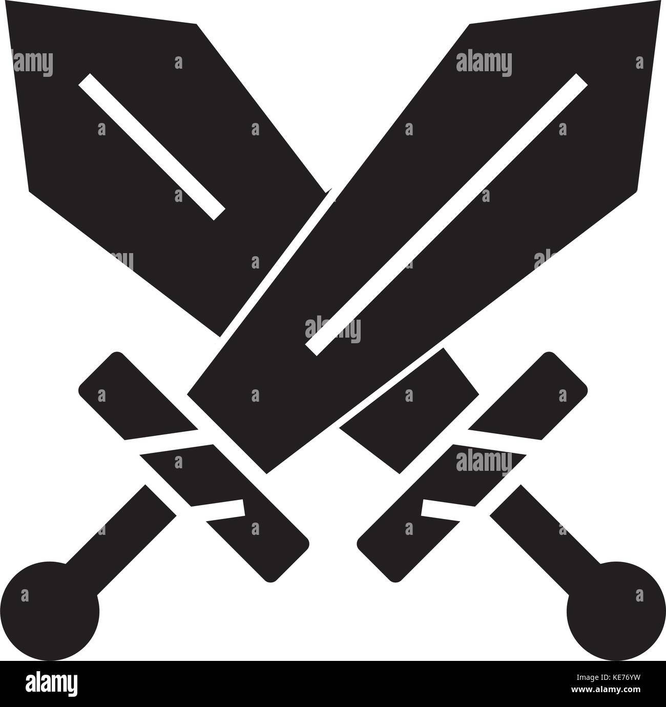 swords icon, vector illustration, black sign on isolated background ...