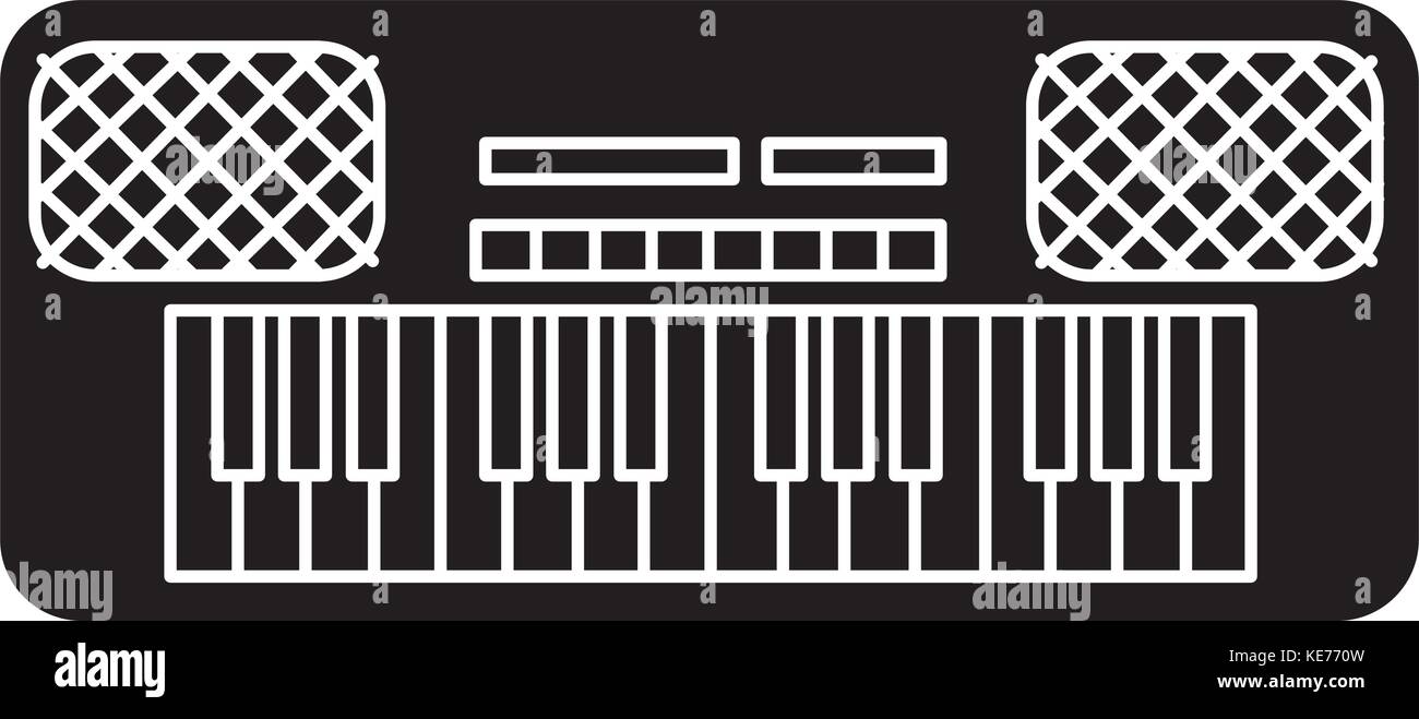 synthesizer icon, vector illustration, black sign on isolated ...