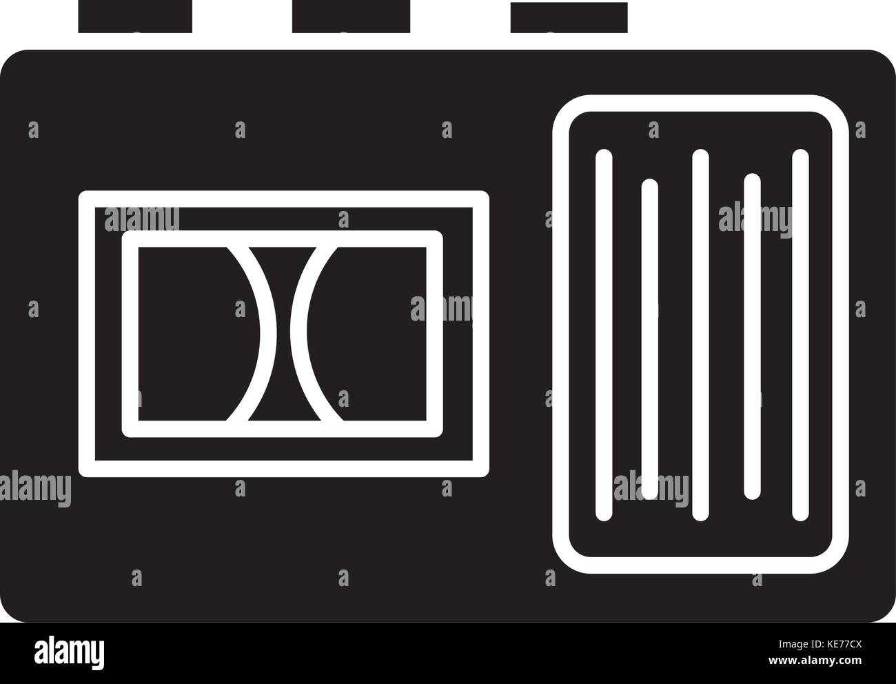 tape recorder icon, vector illustration, black sign on isolated ...