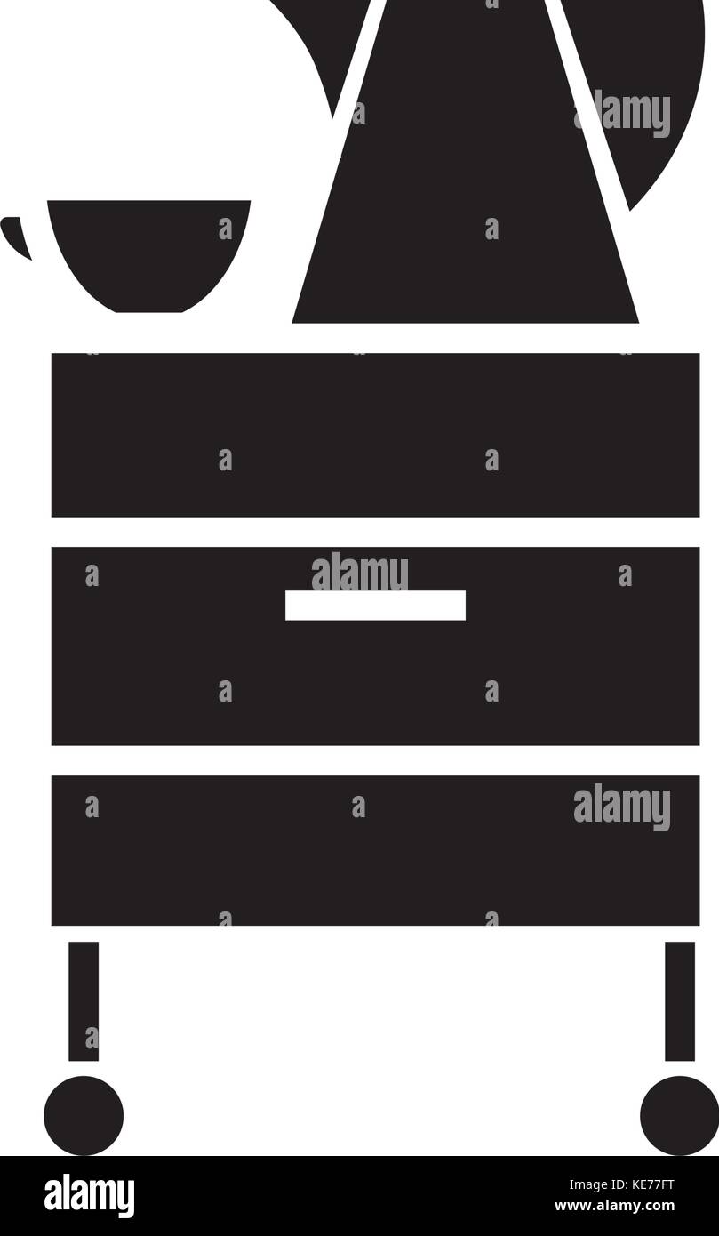 Tea-cupboard icon, vector illustration, black sign on isolated ...