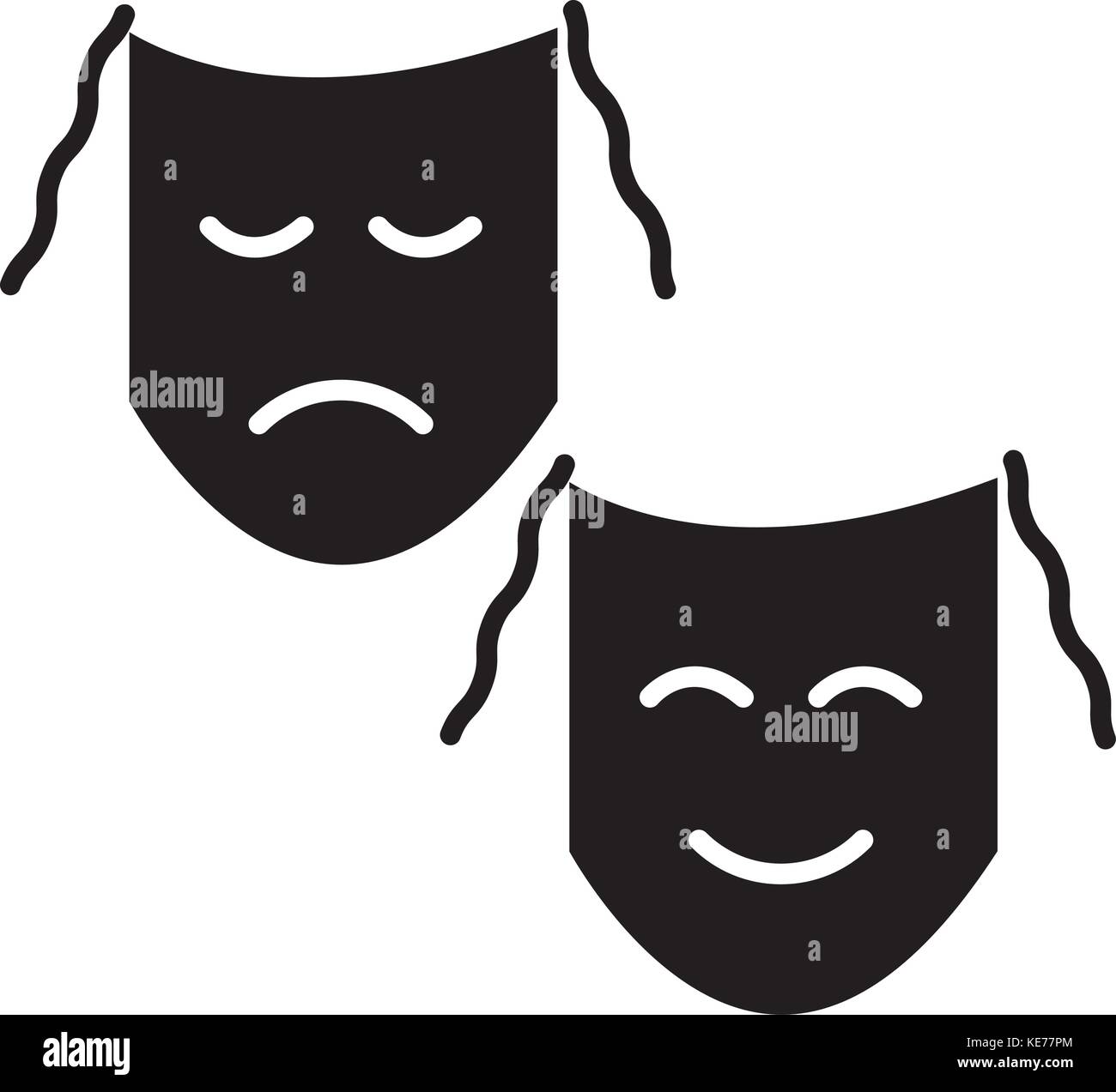 theater - masks show icon, vector illustration, black sign on isolated ...