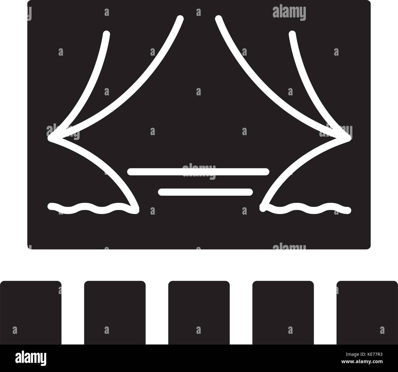 theater show icon, vector illustration, black sign on isolated ...