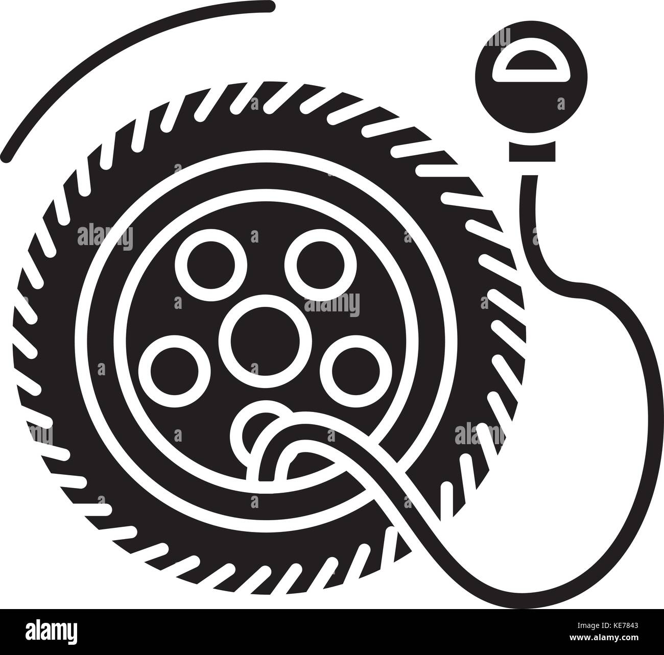 tire service with pump - tire pressure icon, vector illustration, black ...