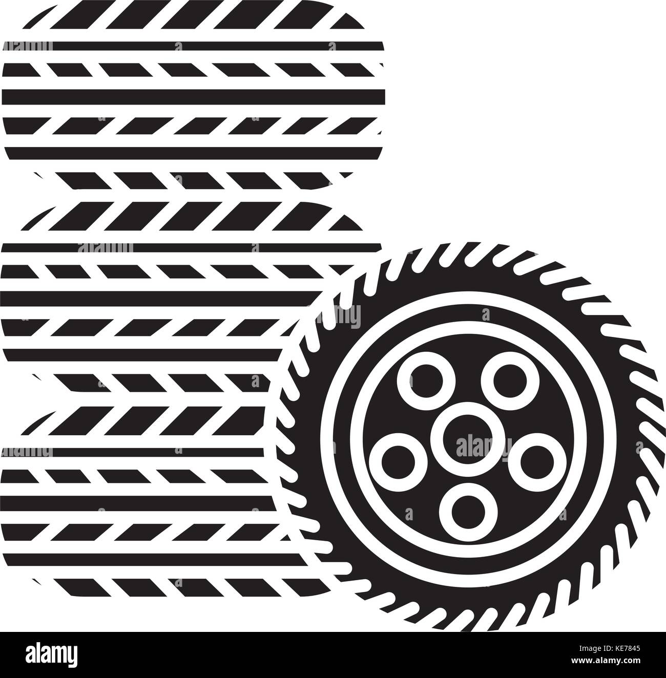 tires - tire service icon, vector illustration, black sign on isolated ...