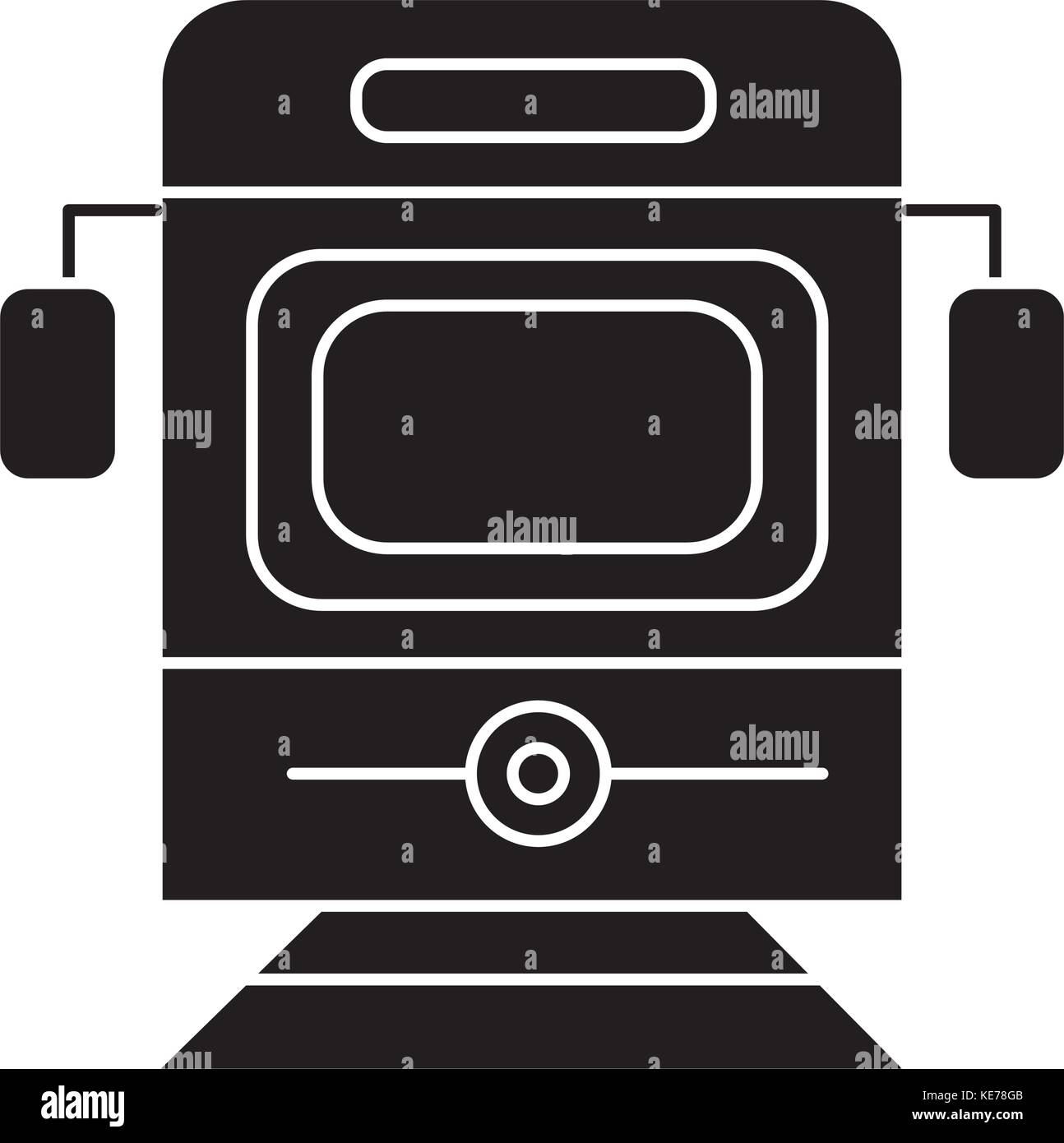 train - tram front view icon, vector illustration, black sign on ...