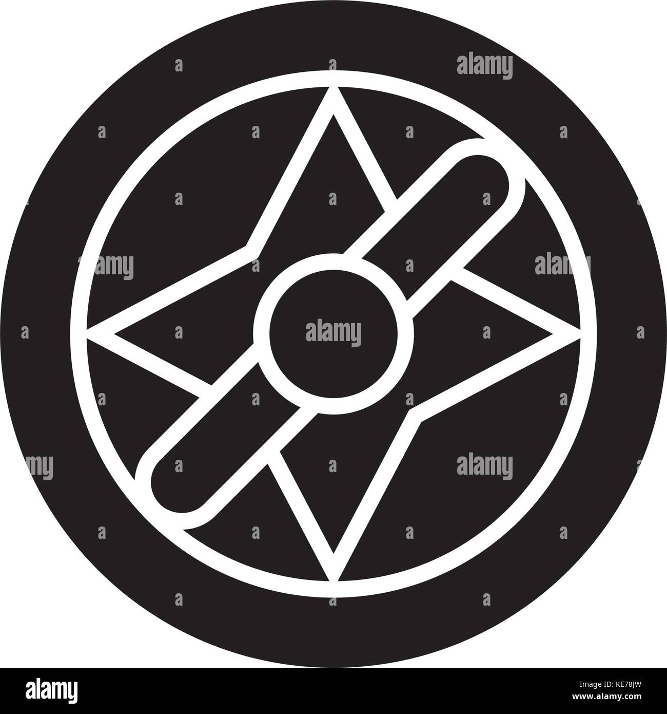 travel compass icon, vector illustration, black sign on isolated ...