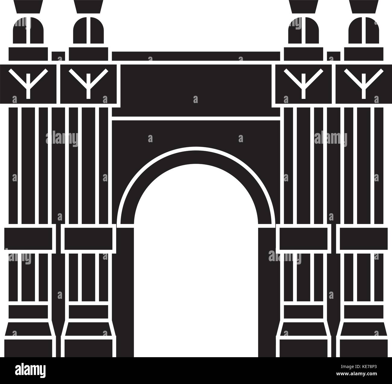 triumphal arch icon, vector illustration, black sign on isolated ...