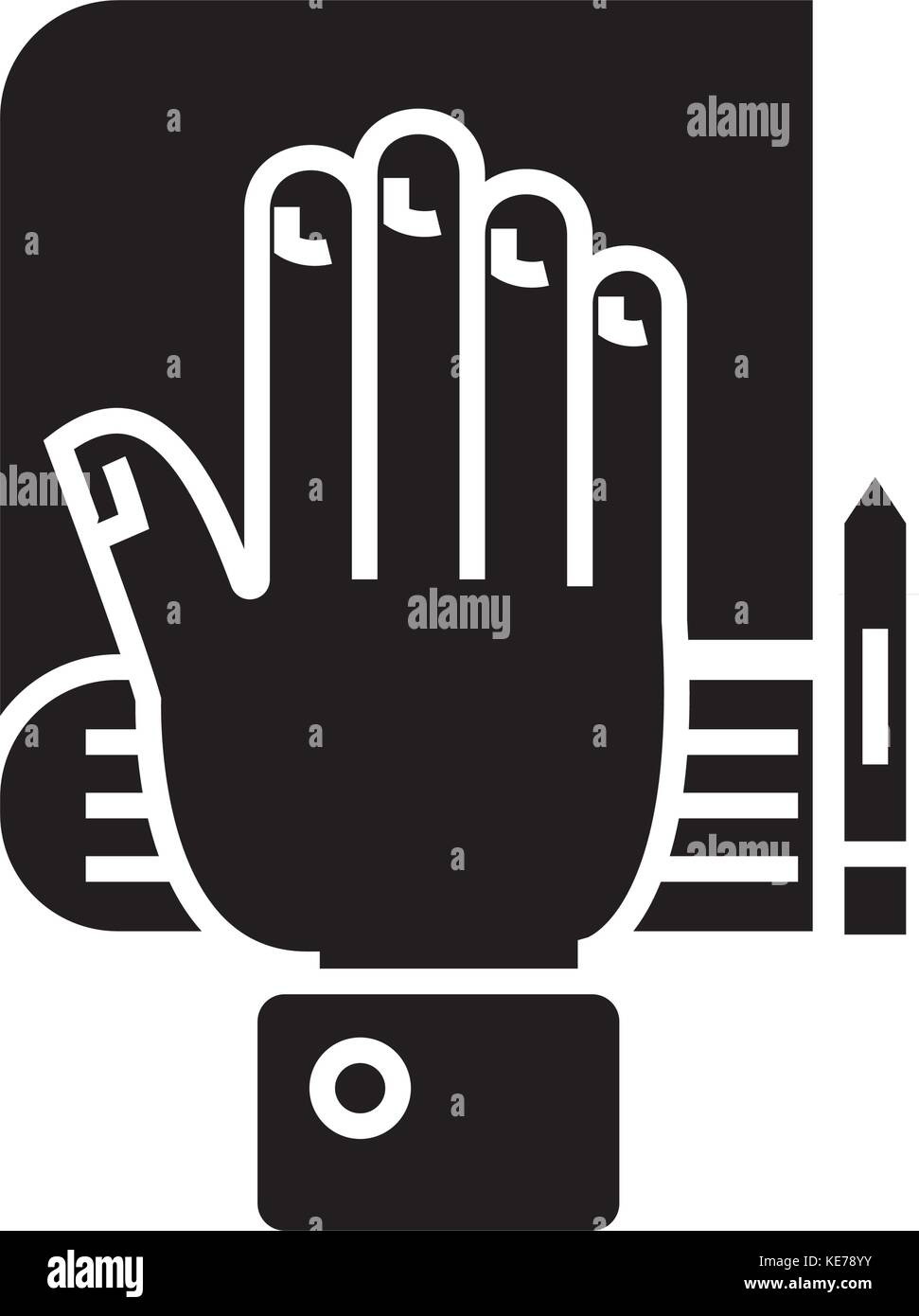 truth concept - hand, bible, scales icon, vector illustration, black ...