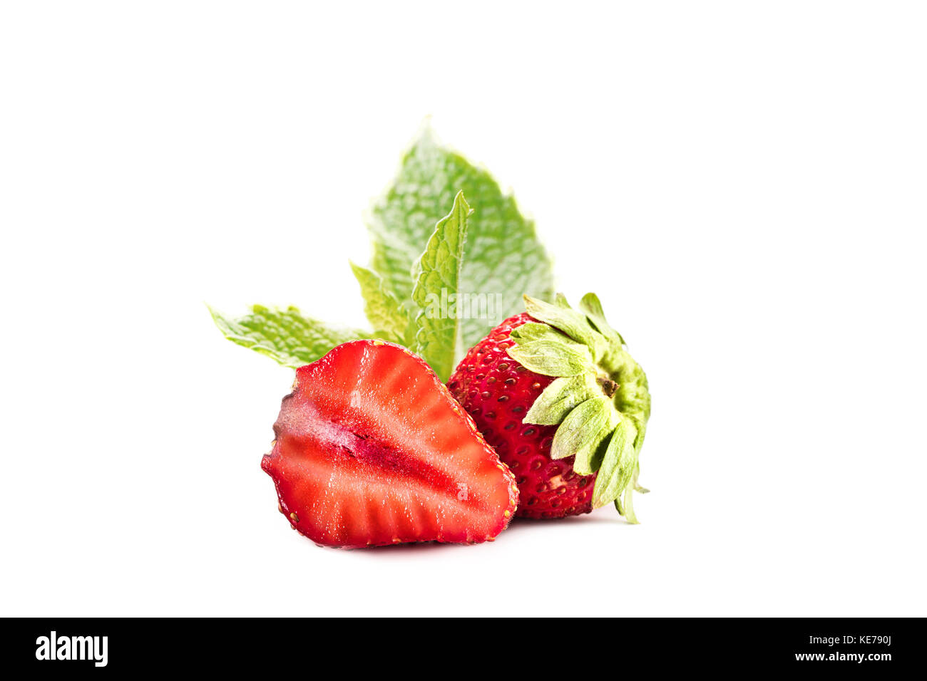 whole and half ripe strawberries Stock Photo - Alamy