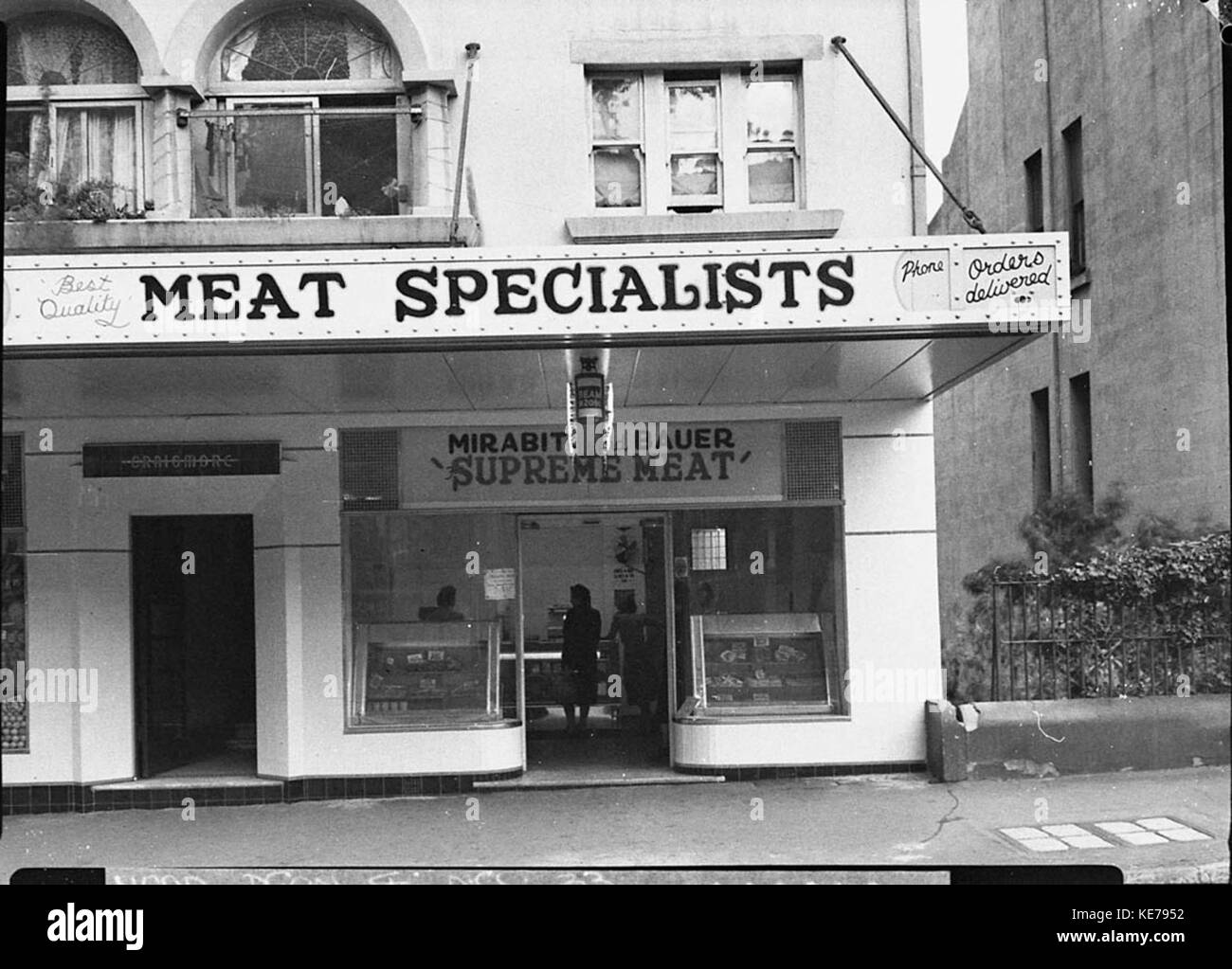 This image captures the exterior of a butcher's shop, photographed for ...