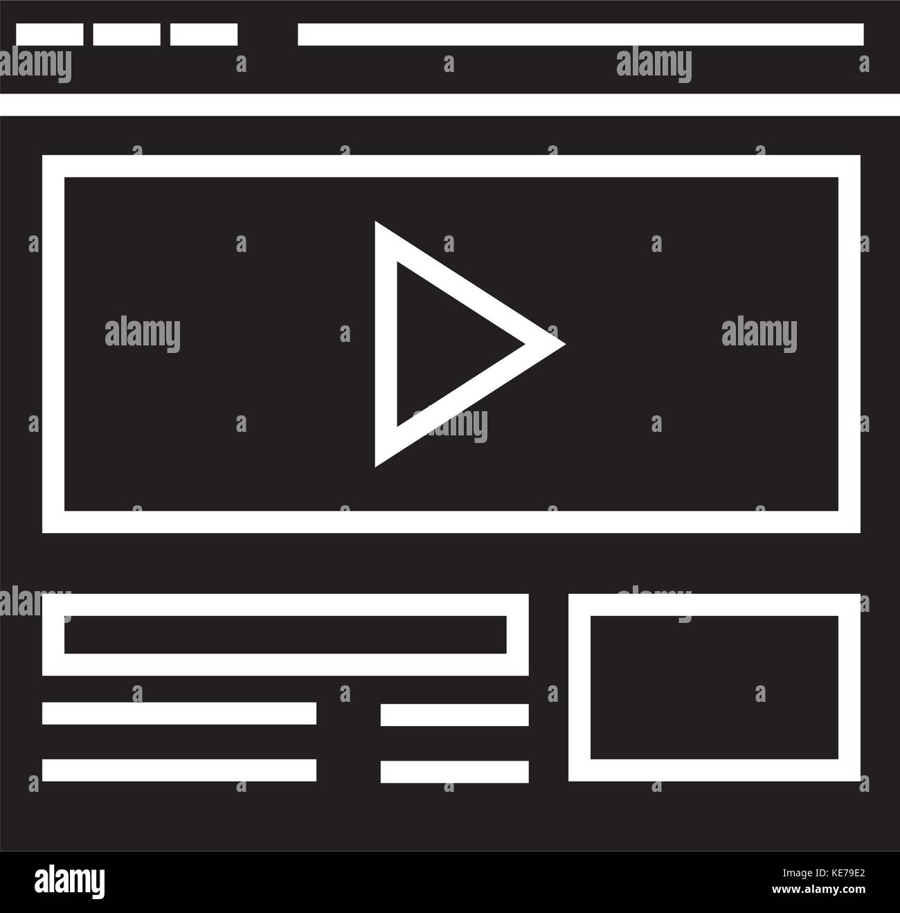 video marketing - online video clip icon, vector illustration, black ...