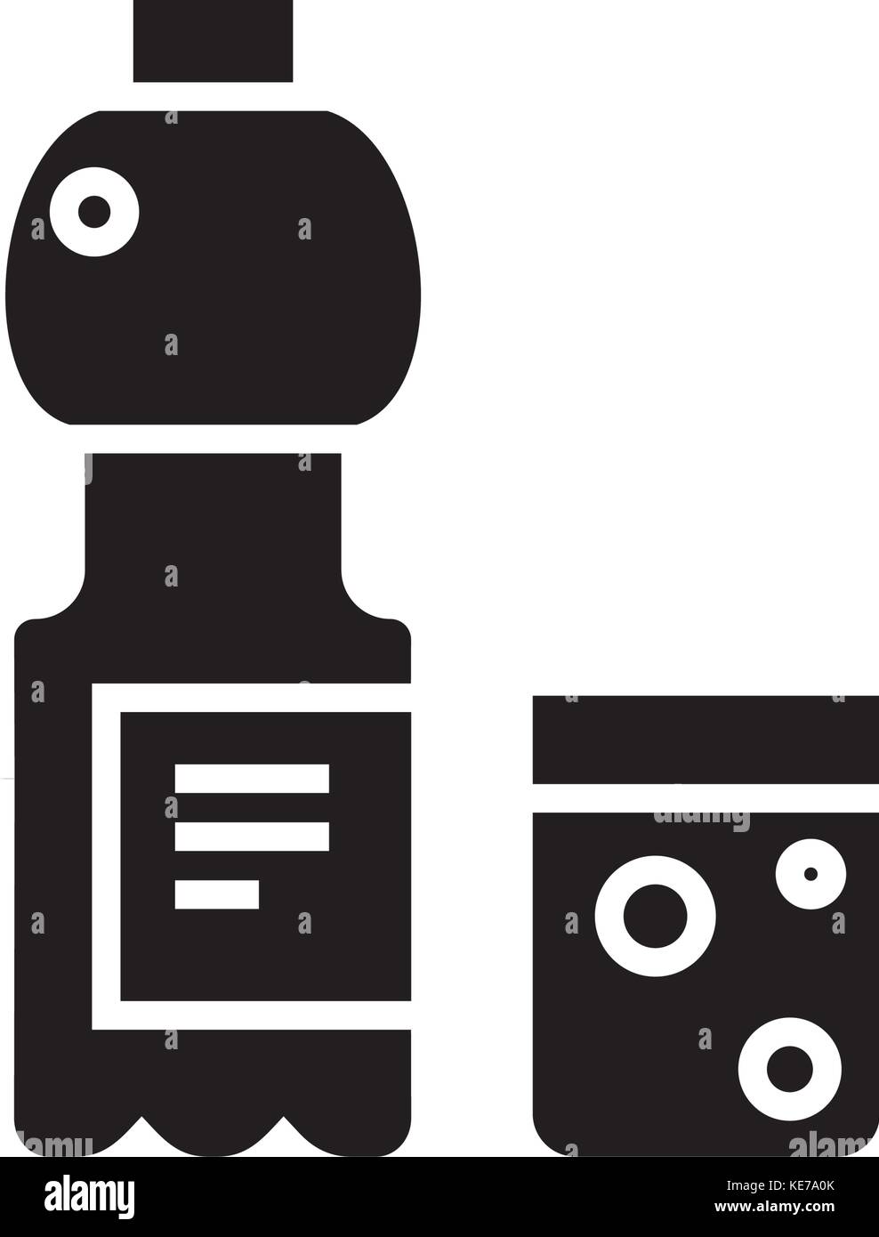 water mineral with glass icon, vector illustration, black sign on ...