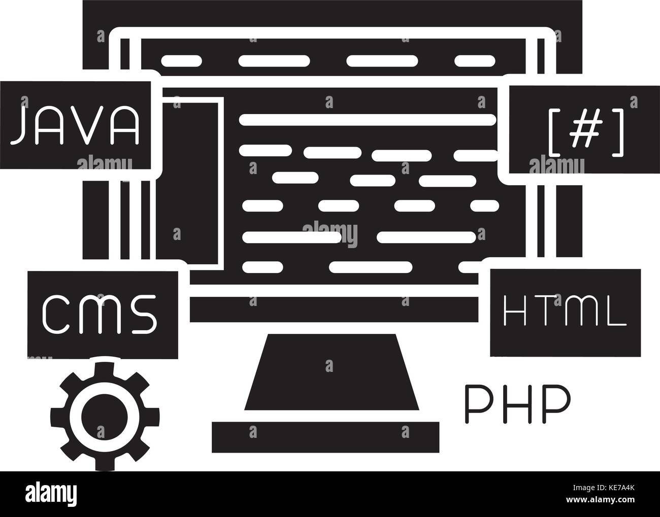 web development icon, vector illustration, black sign on isolated background Stock Vector Image ...