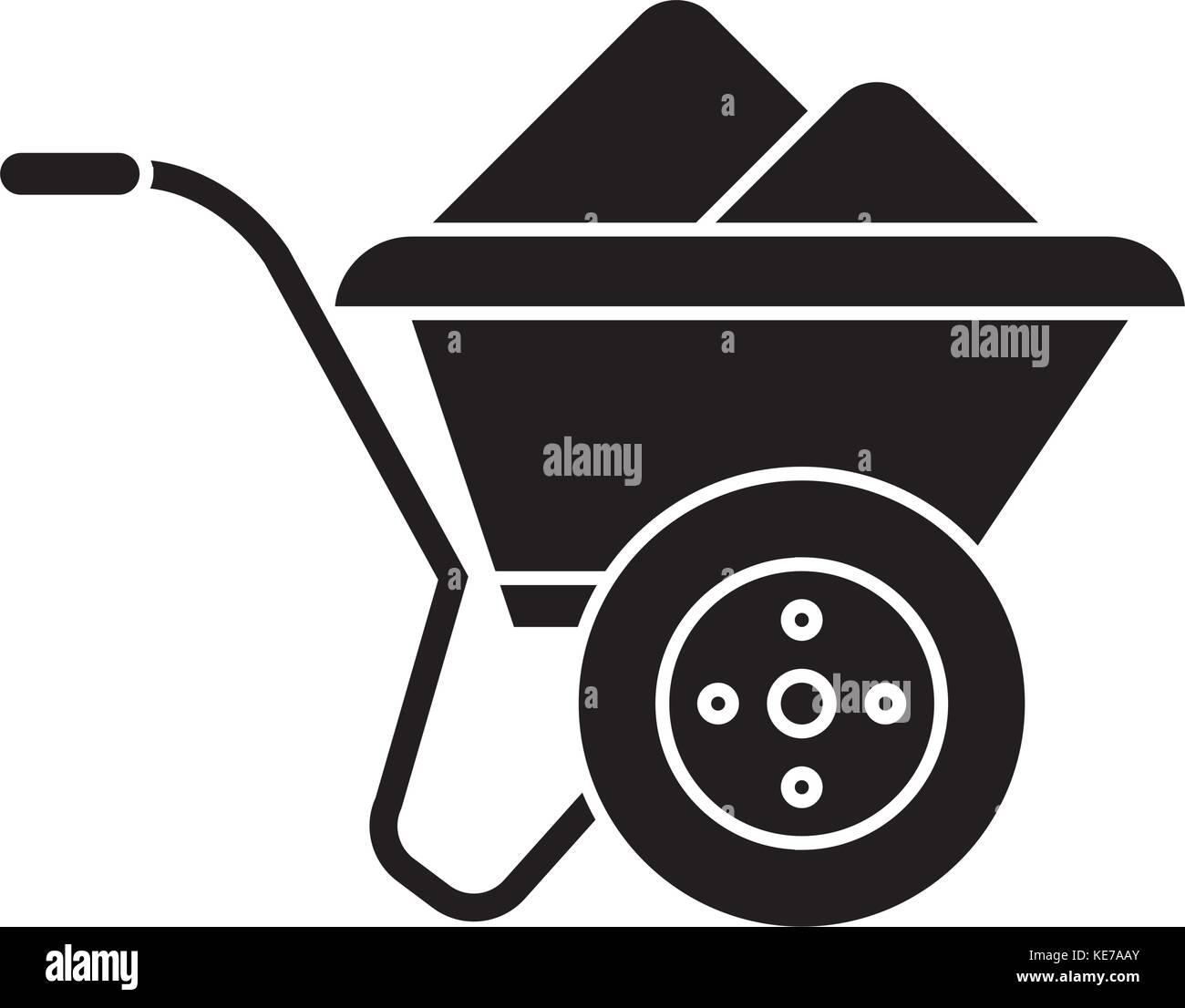 wheelbarrow icon, vector illustration, black sign on isolated ...