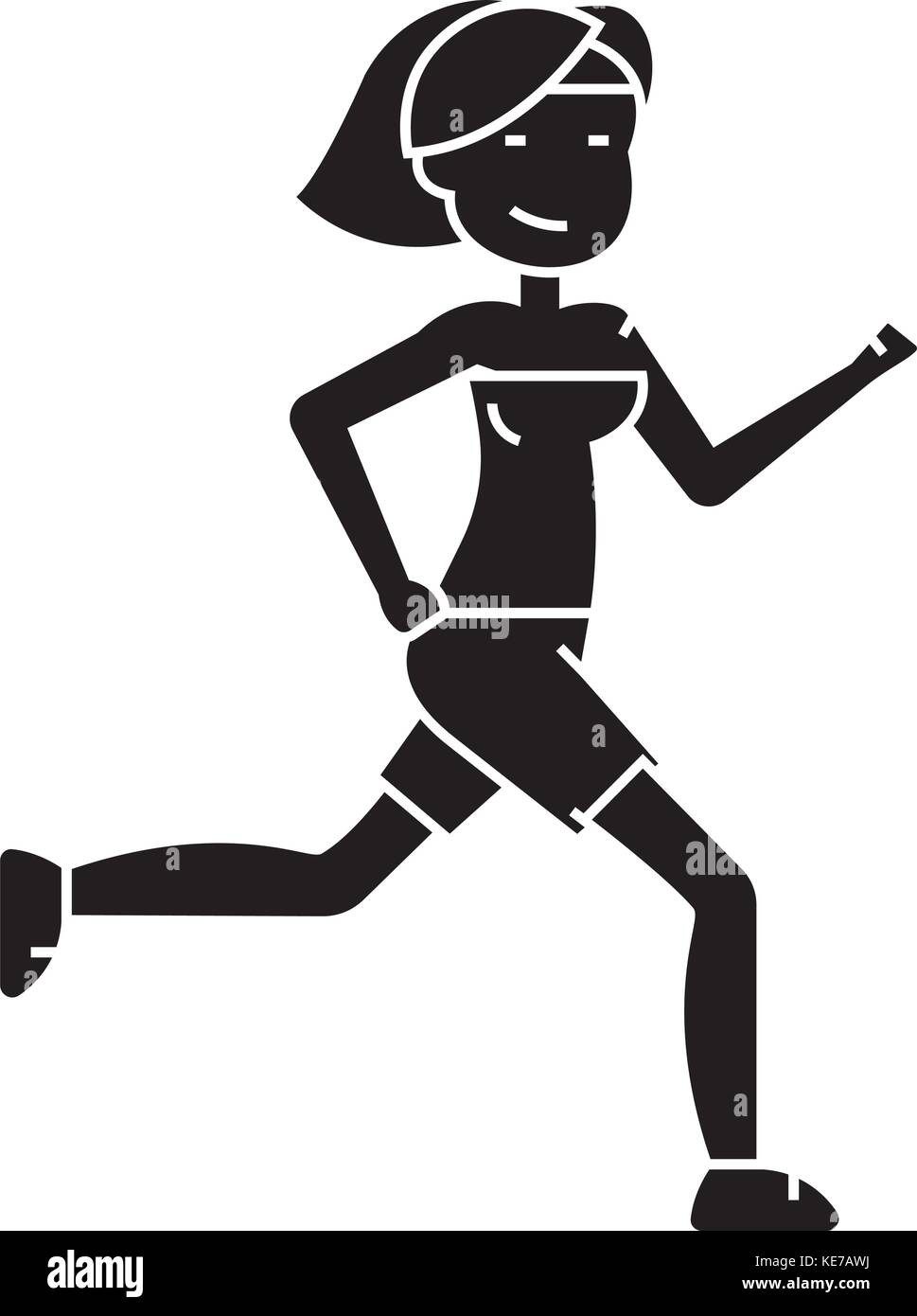 woman running - fitness icon, vector illustration, black sign on ...
