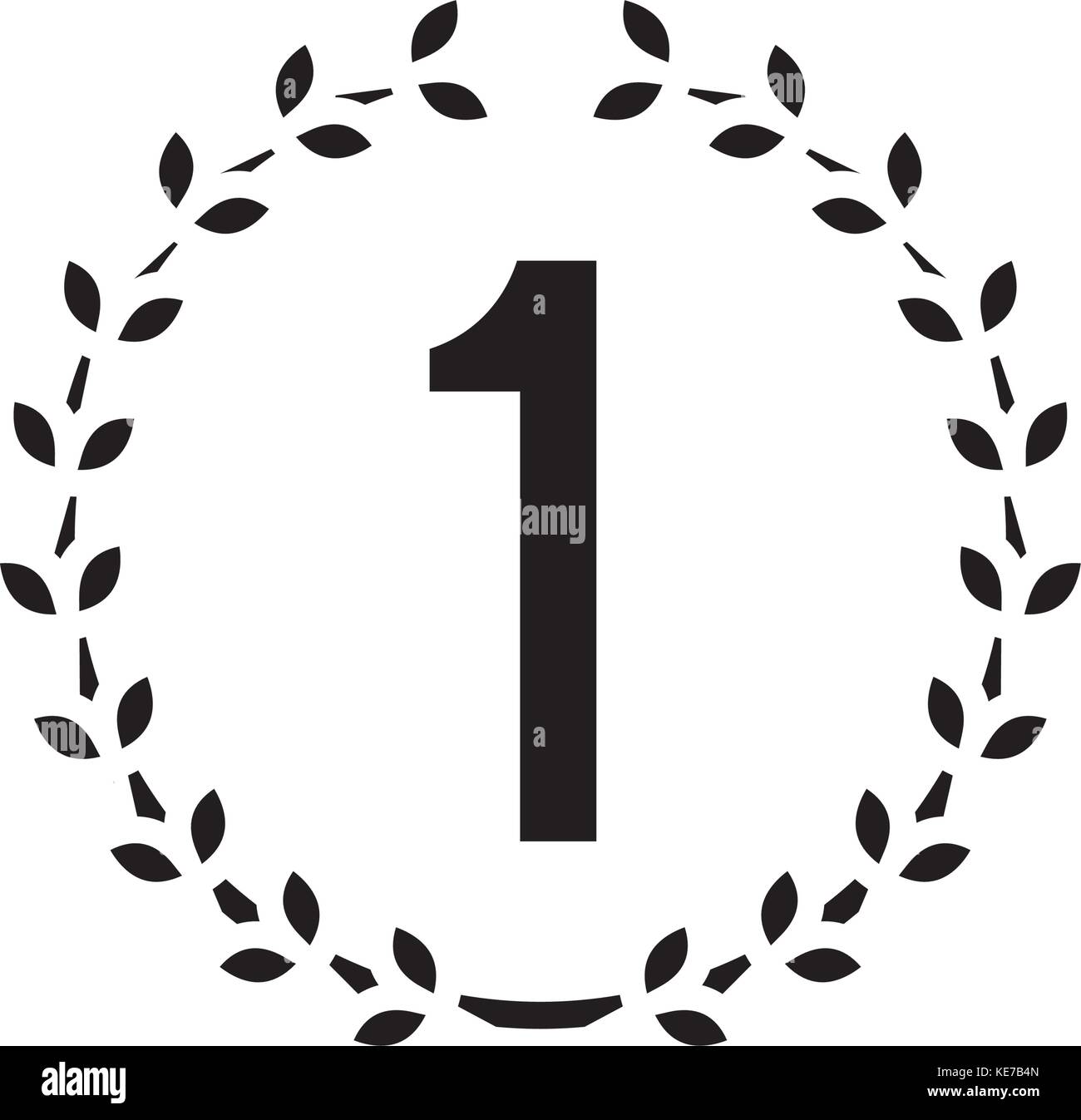 wreath first icon, vector illustration, black sign on isolated ...