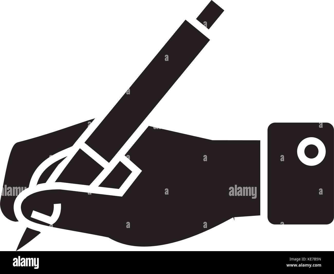 writing - sign - hand with pen icon, vector illustration, black sign on ...