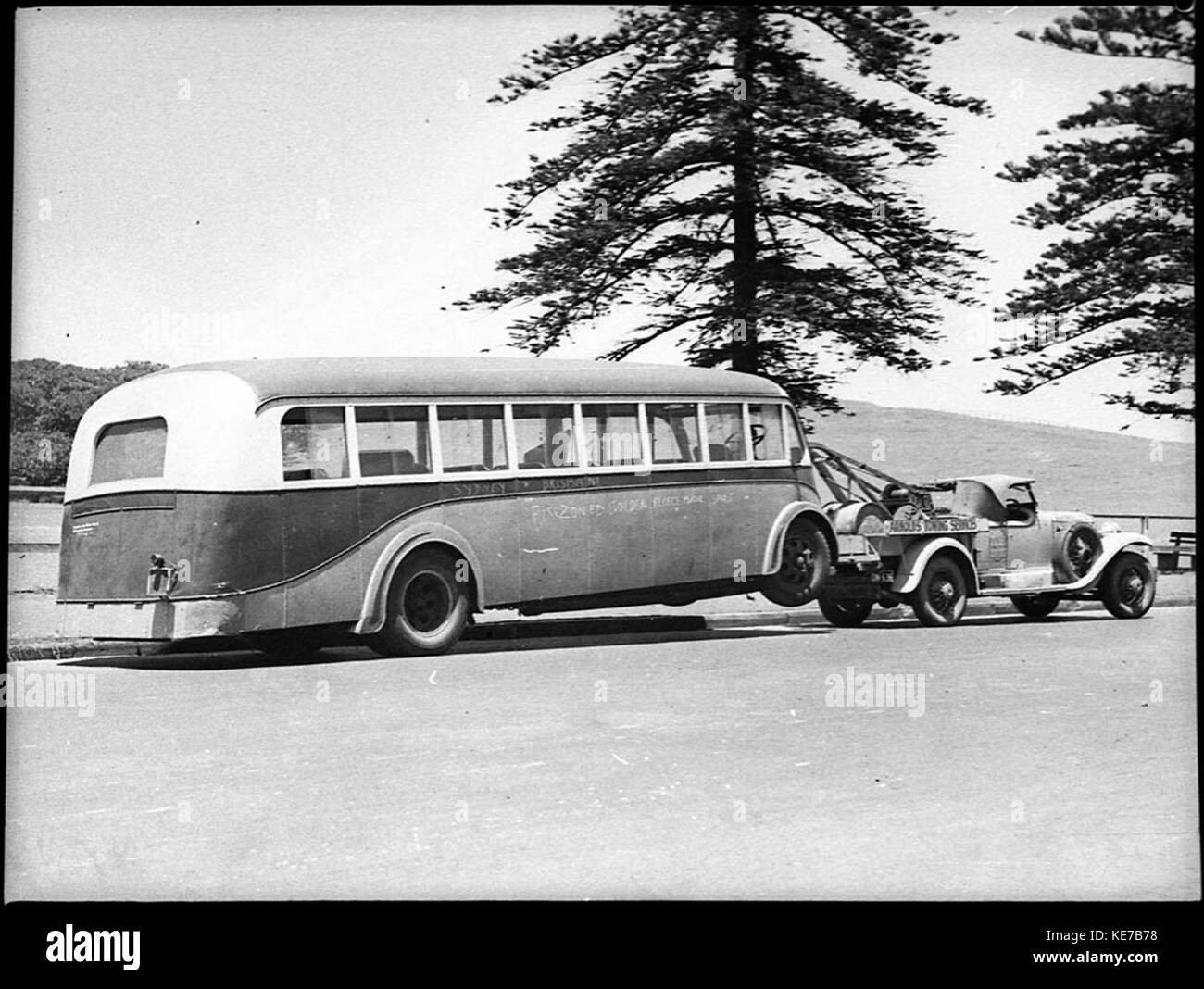 24527 Motor bus being towed to Queensland 1929 Cadillac towtruck Stock ...