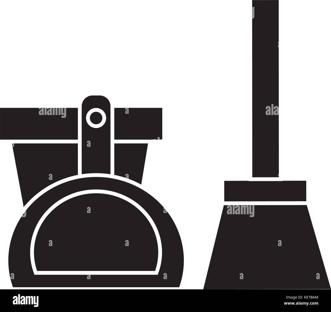 scoop, bucket, brush icon, vector illustration, black sign on isolated ...