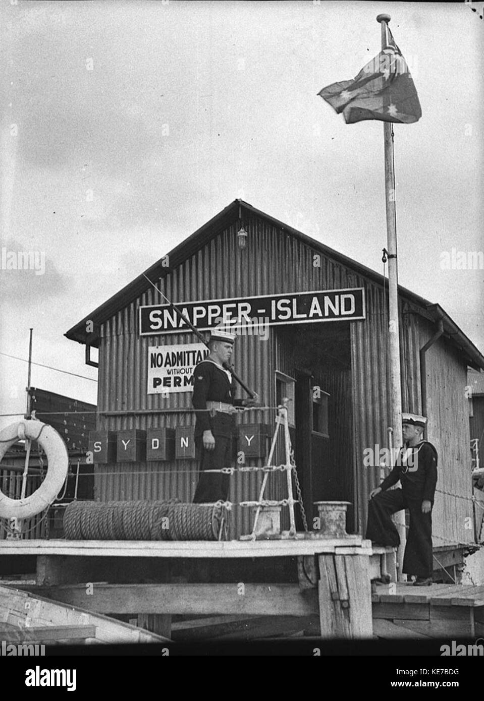This historical photograph shows the Navy Leagues Sydney Training Depot ...