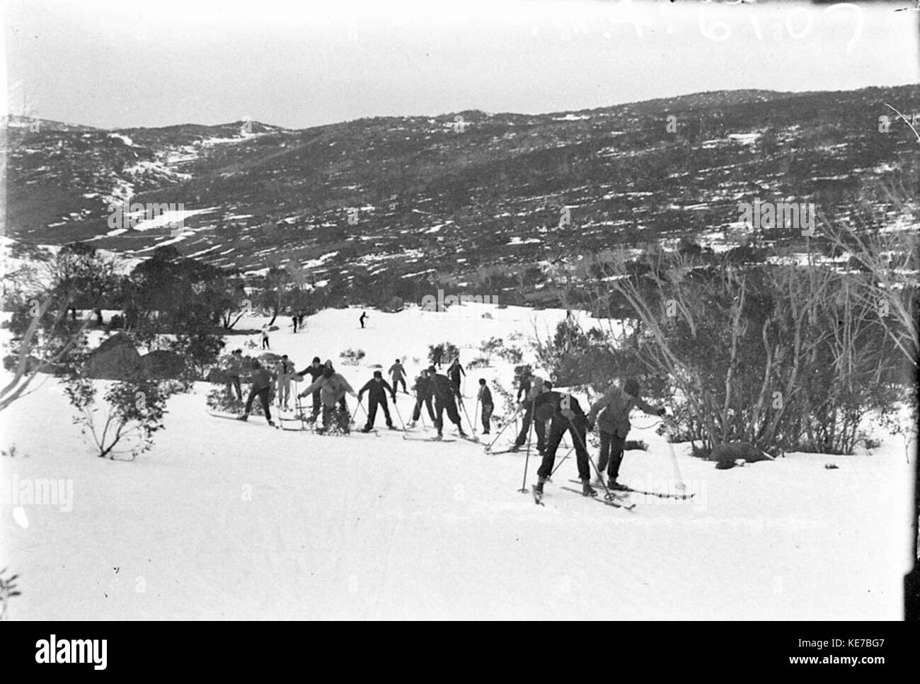 Skiing on slope Black and White Stock Photos & Images - Alamy