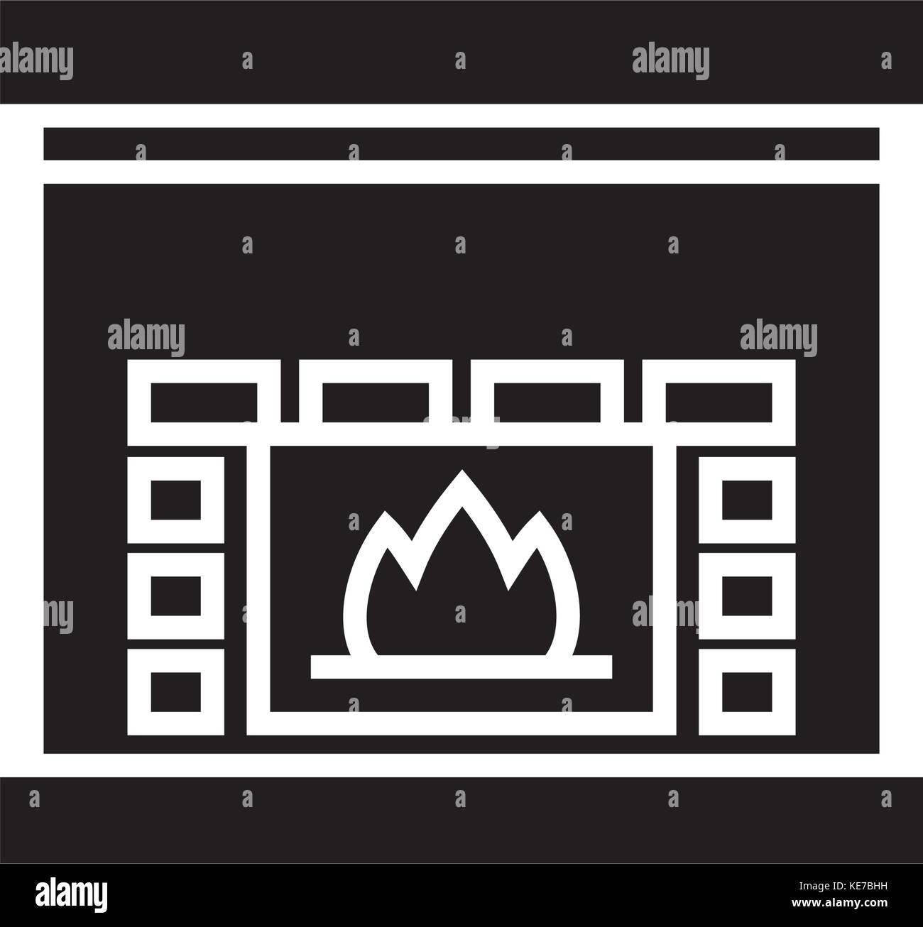 fireplace - hearth icon, vector illustration, black sign on isolated ...