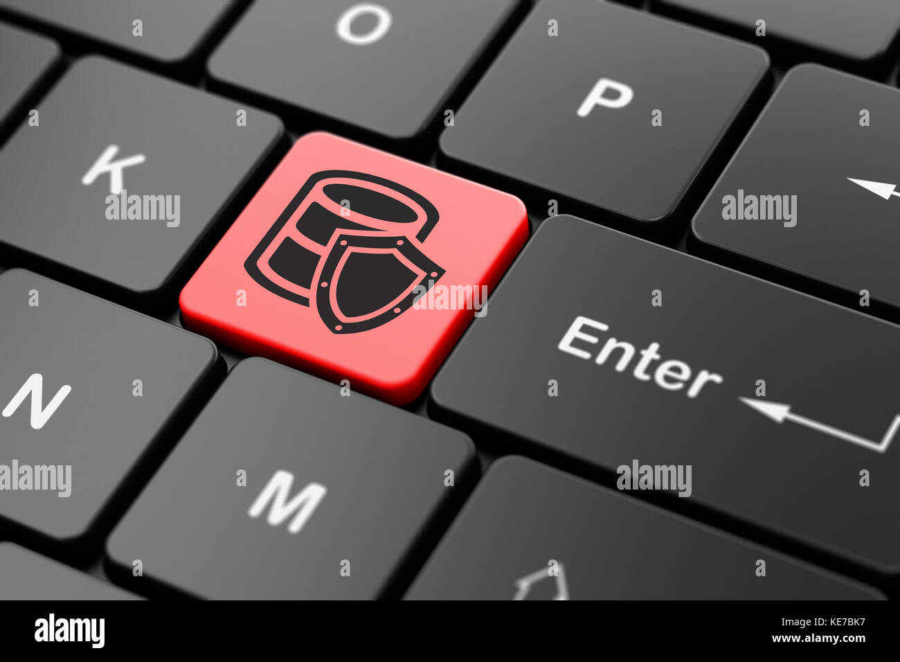 Database concept: Database With Shield on computer keyboard background Stock Photo - Alamy