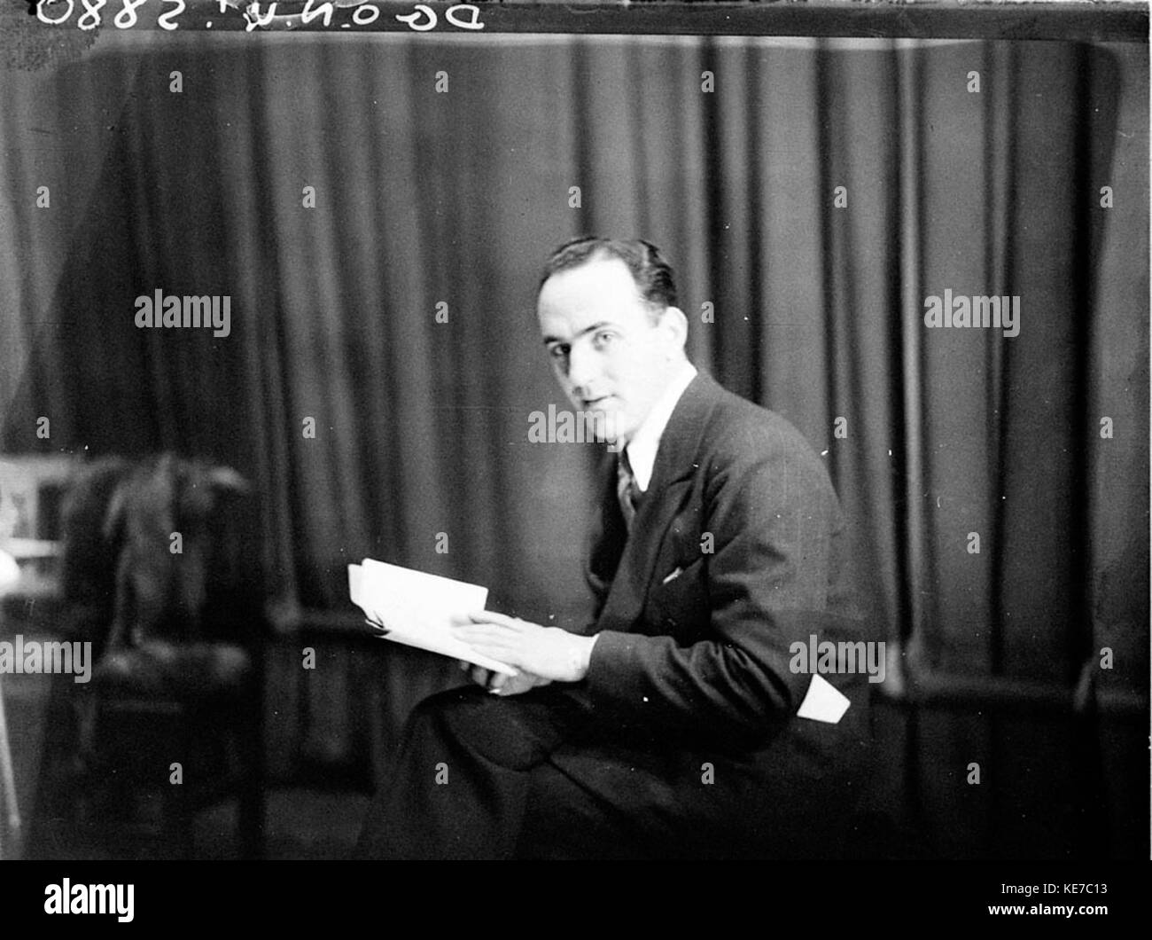 10235 Portrait of man reading a script Stock Photo - Alamy