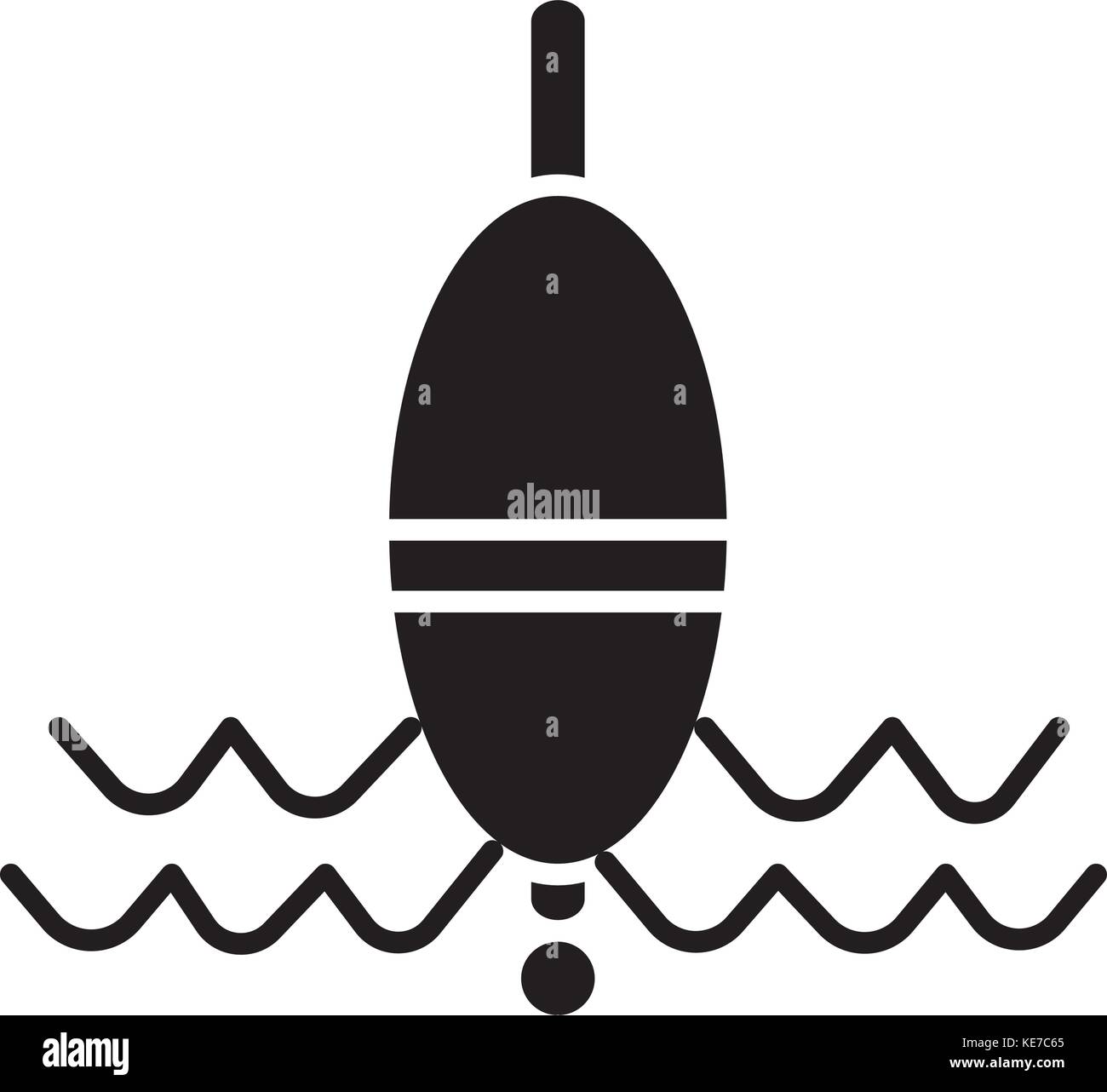 float fishing icon, vector illustration, black sign on isolated ...