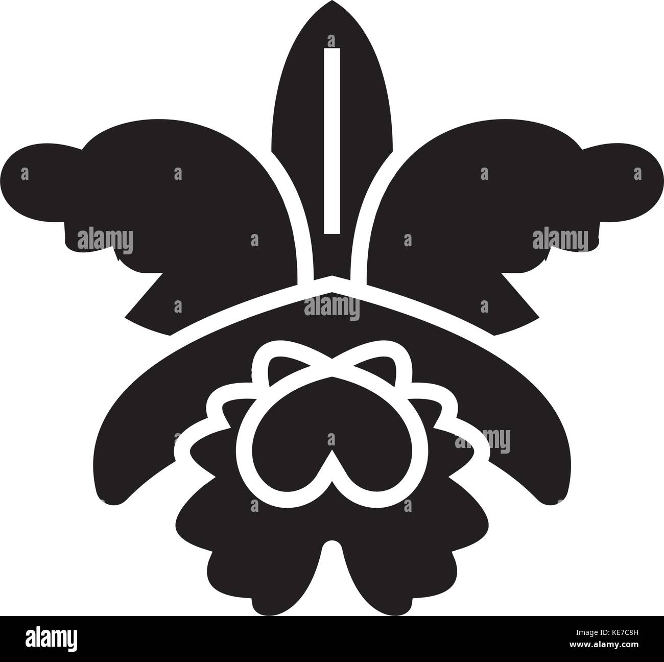 flower - orchid icon, vector illustration, black sign on isolated ...