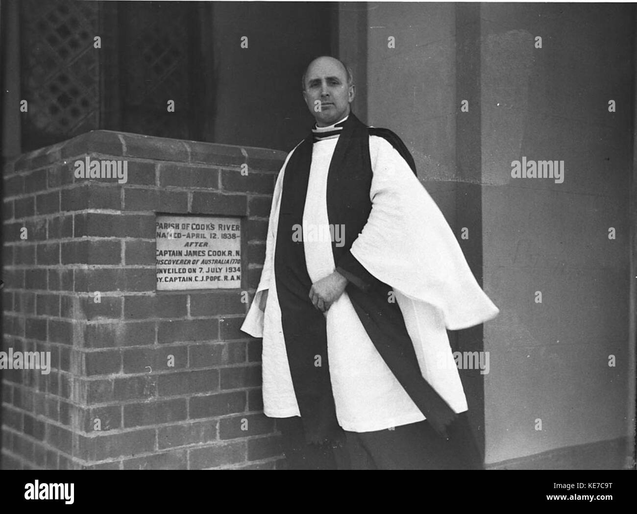 A photograph of Reverend Frederick Hugh Hordern standing next to a ...