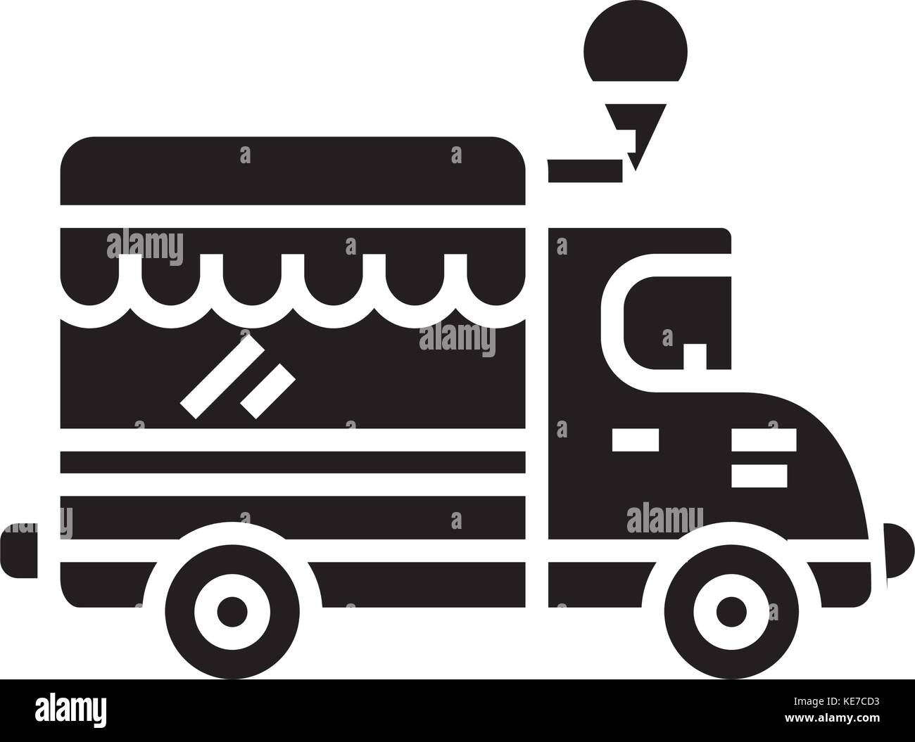 food track - ice cream car icon, vector illustration, black sign on ...