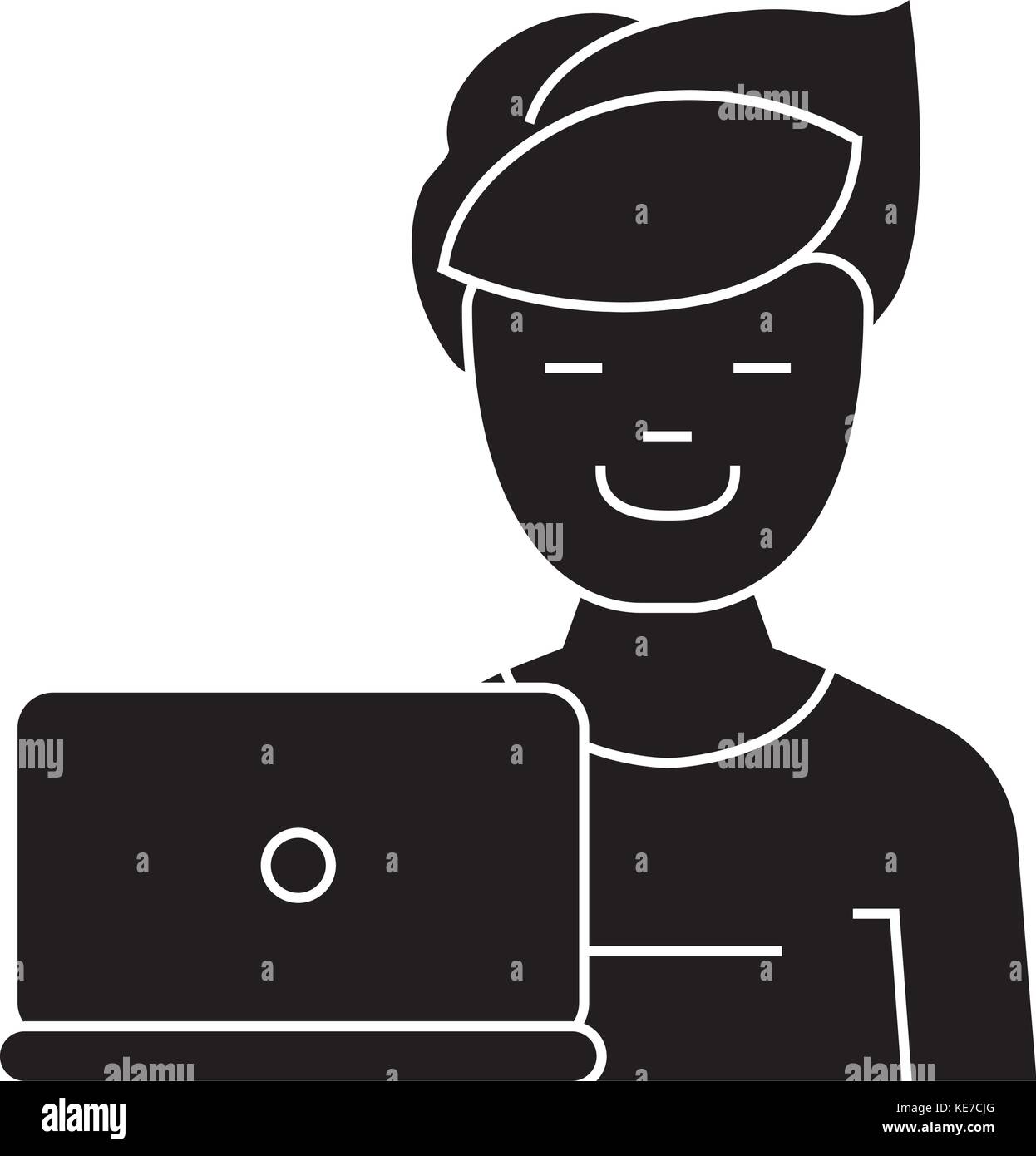 freelancer icon, vector illustration, black sign on isolated background ...