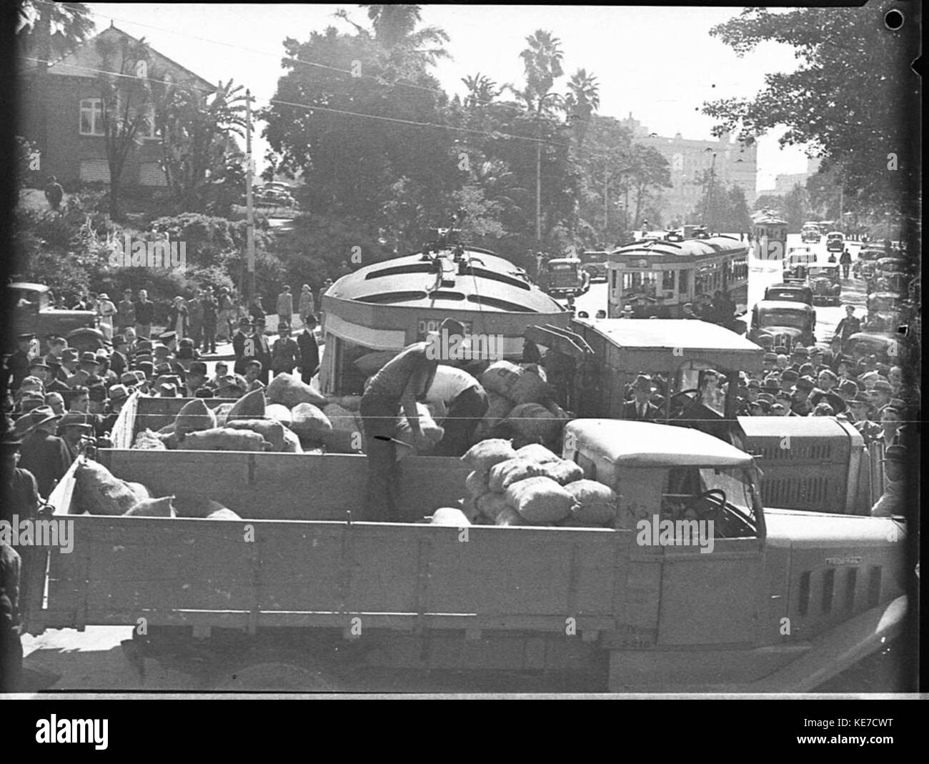 20211 Smash between tram and lorry Stock Photo - Alamy
